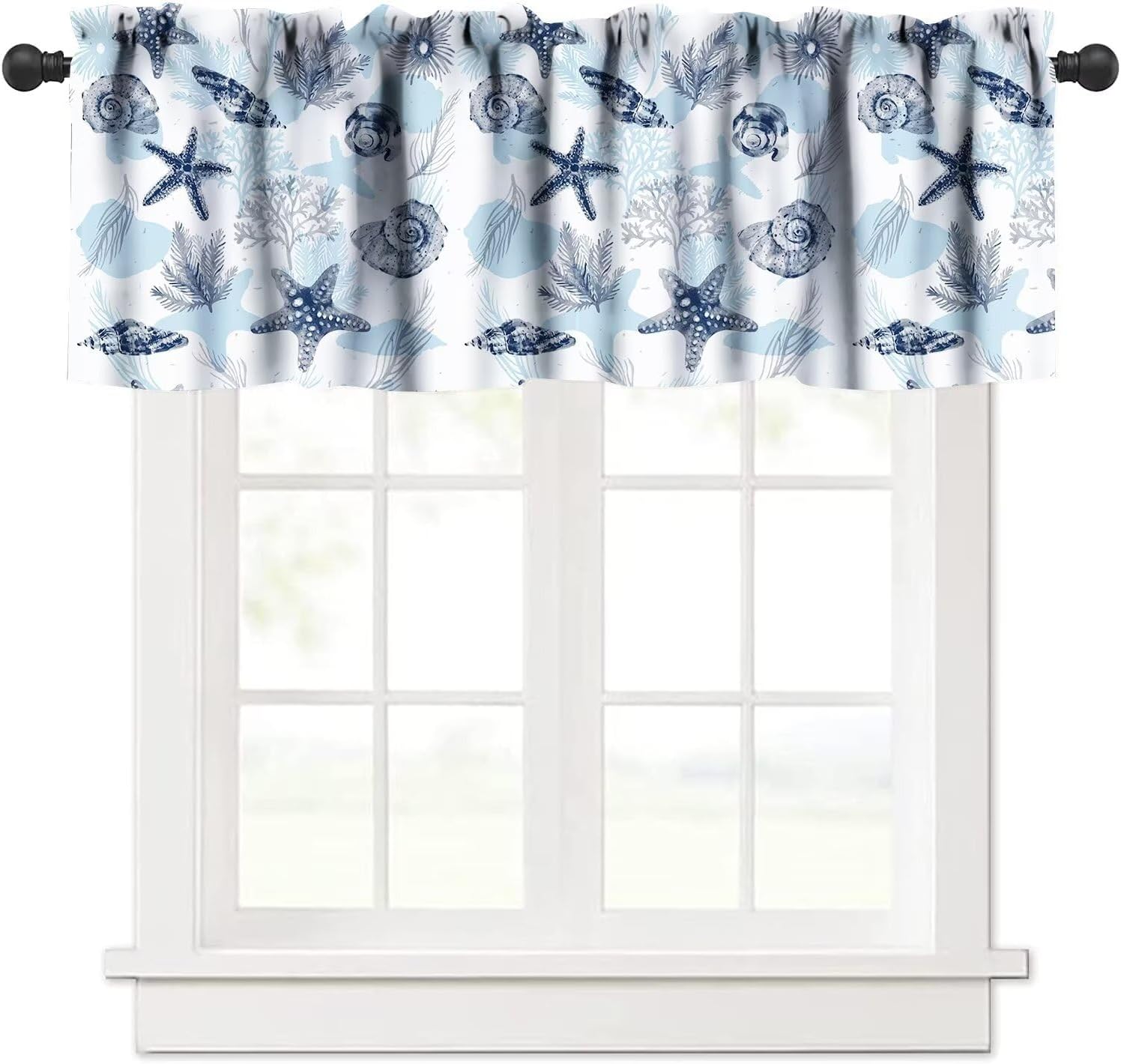 Amazon.com: JESTRONRY Ocean Theme Curtain Valance,Blue & White Beach ...