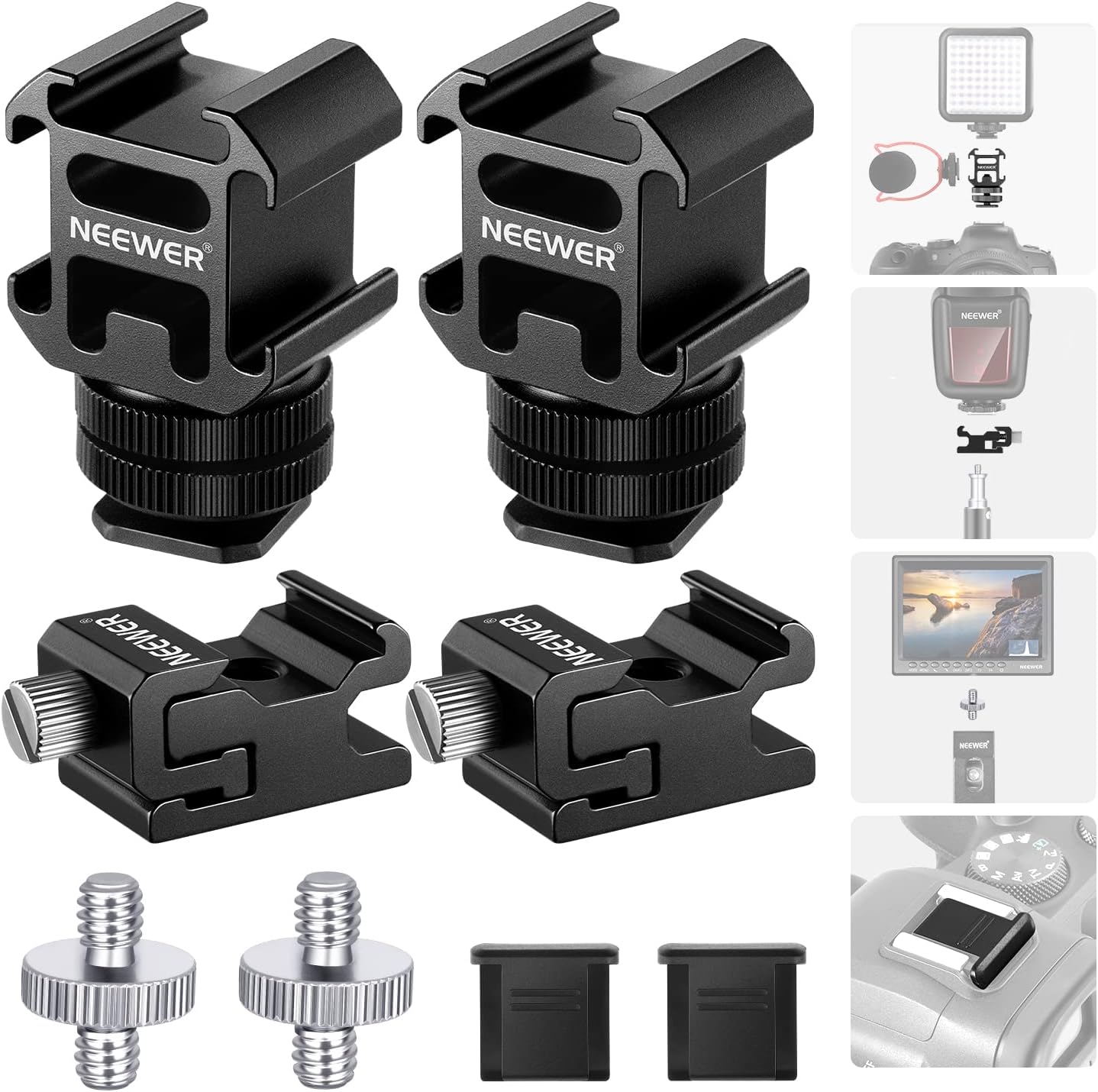 NEEWER 8 PCs Hot Shoe Mount Adapter Kit, Including Triple Cold Shoe ...