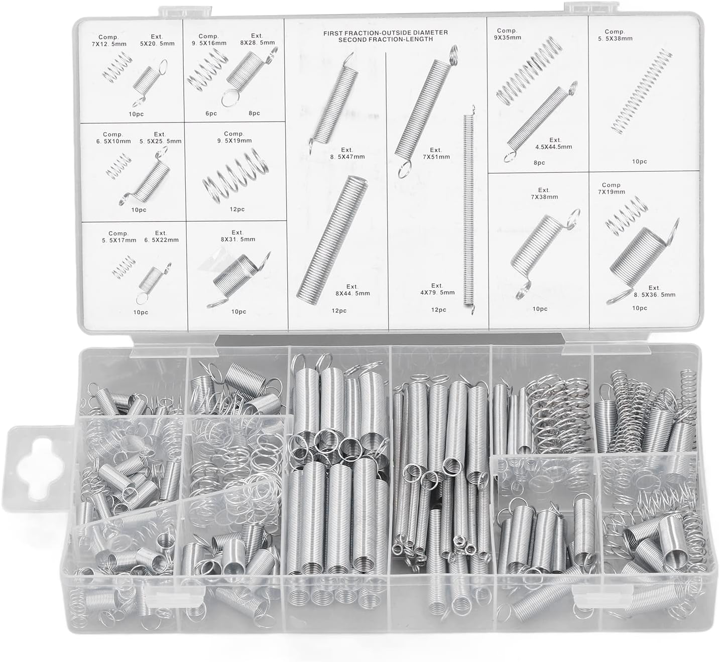 NOVOCE 200Pcs Spring Assortment Set Compression and Extension Springs ...