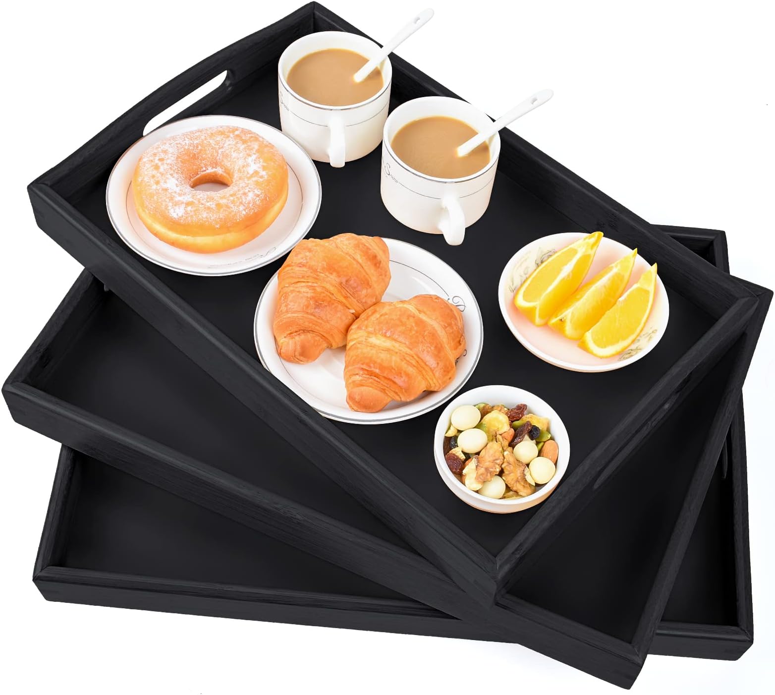 Amazon.com | WINIAER Trays for Eating, 2 Pack Bamboo Serving Tray with ...