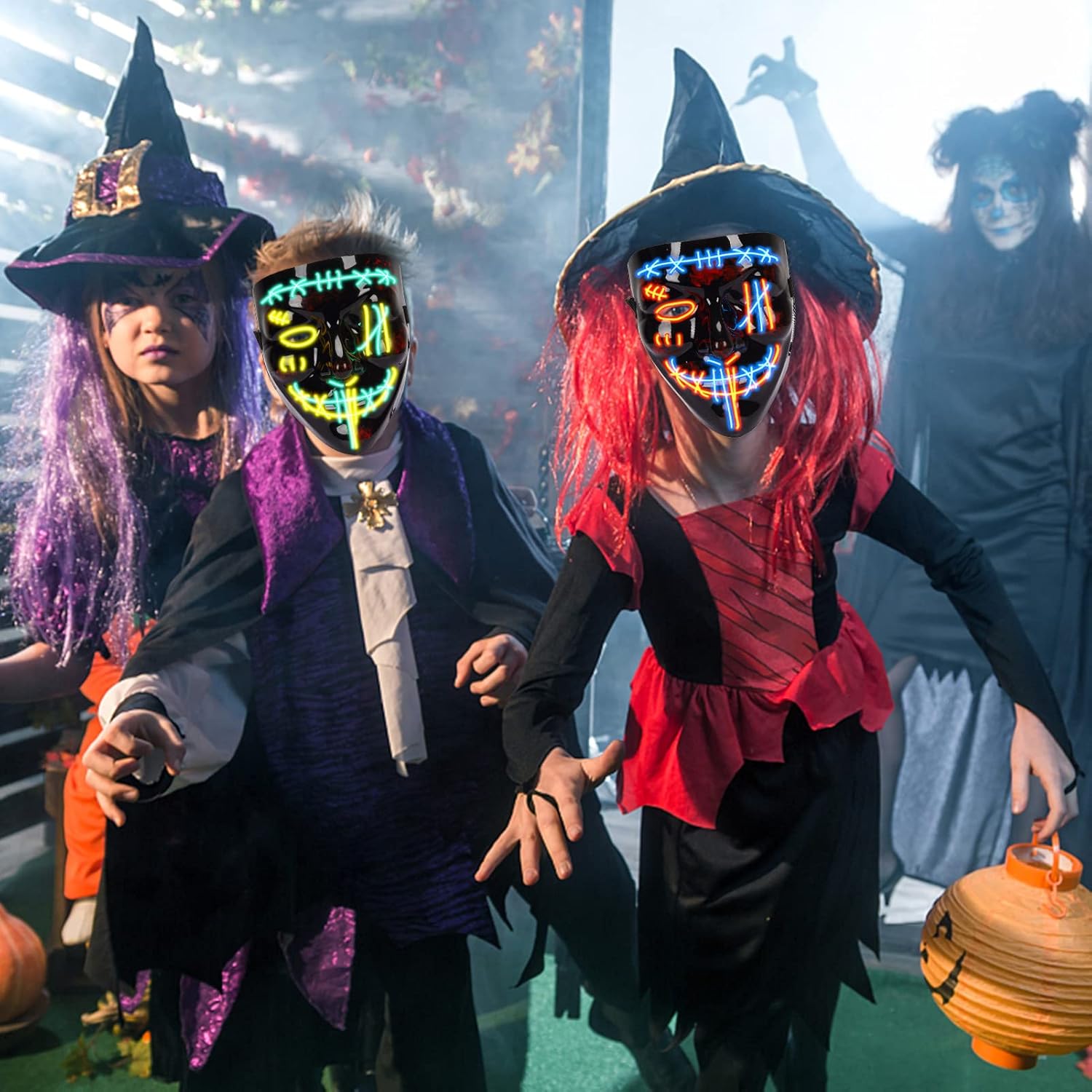 LED Light Up Scary Mask – 2 Pack Purge Masks with 3 Lighting Modes for ...