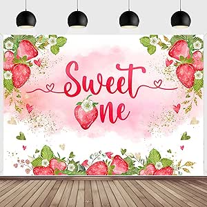 Amazon.com : Sweet One Strawberry Birthday Party Backdrops A Berry Sweet Girl is Turning One ...