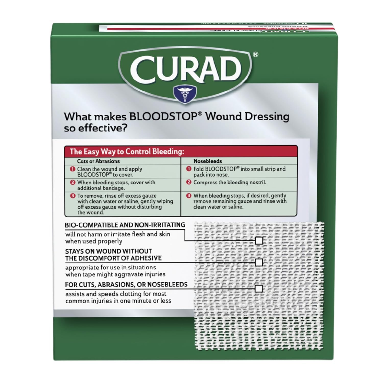 Snapklik.com : Curad Bloodstop Hemostatic Gauze, Helps Stop Bleeding ...