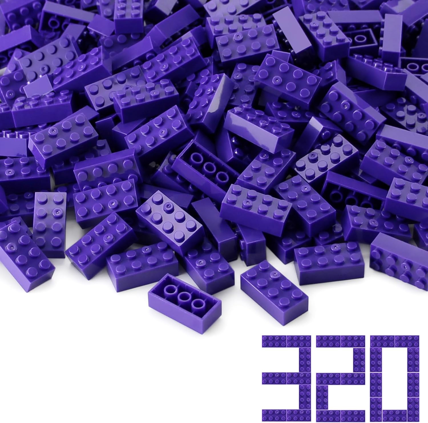 Amazon.com: Feleph 2x4 Bricks Dark Purple 320 Pieces Parts Classic ...
