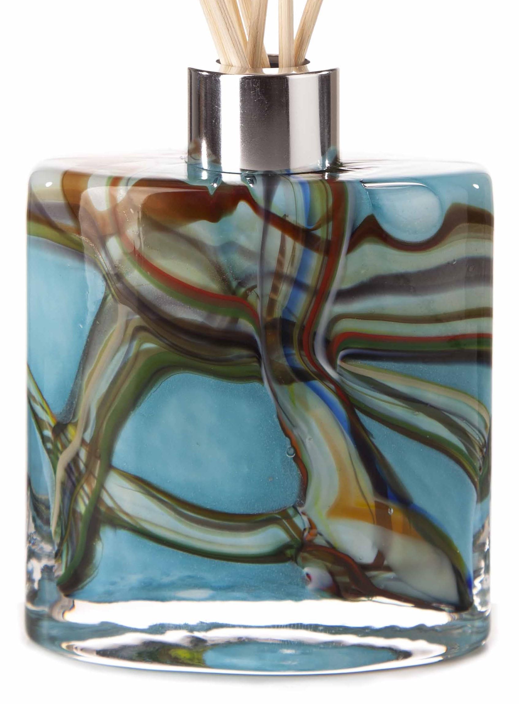 Amelia Art Glass Reed Diffuser Small Ellipse Cylinder in Blue & Multi ...