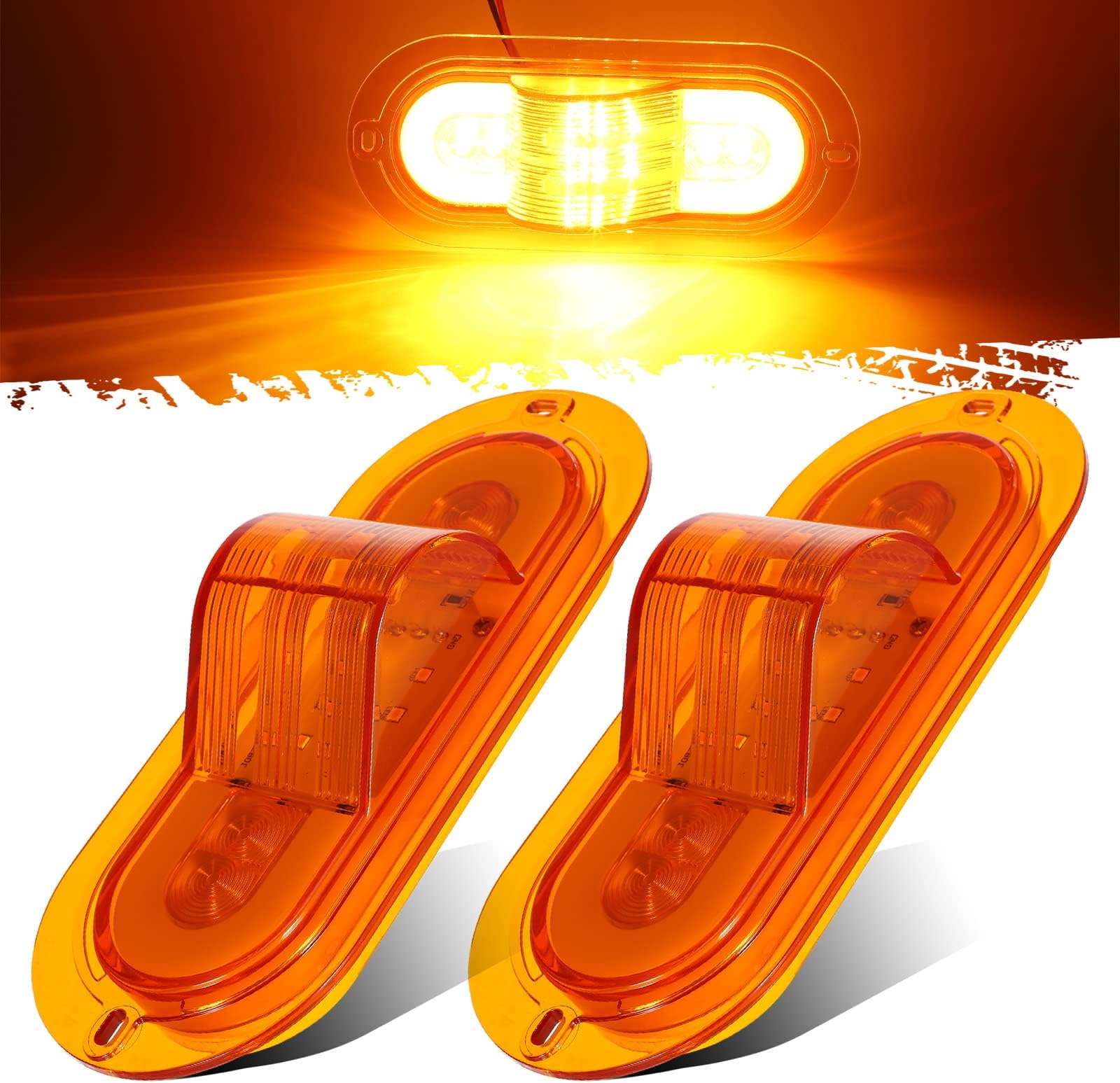 Amazon.com: Partsam 2Pcs 6 Inch Oval Led Mid Ship Turn Signal and Side ...