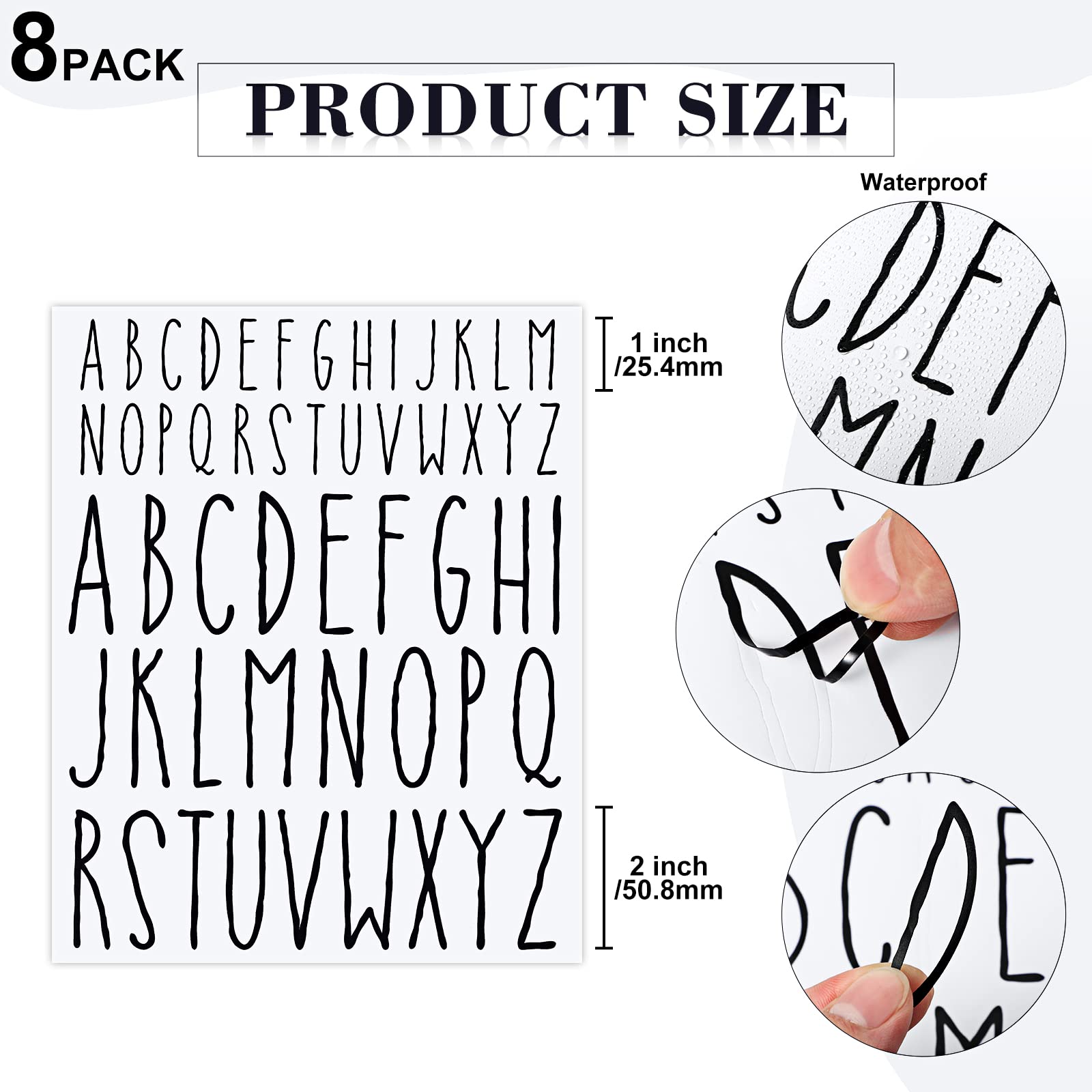 Snapklik.com : 416 Pcs 8 Sheets Vinyl Black Letter Stickers Decals Self ...