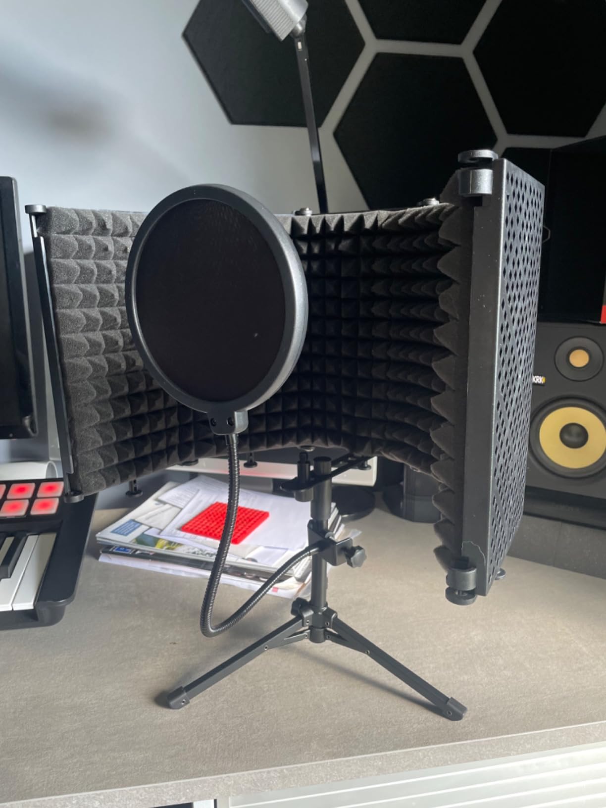 Microphone Isolation Shield,5-Panel Vocal Booth Foldable High Density ...