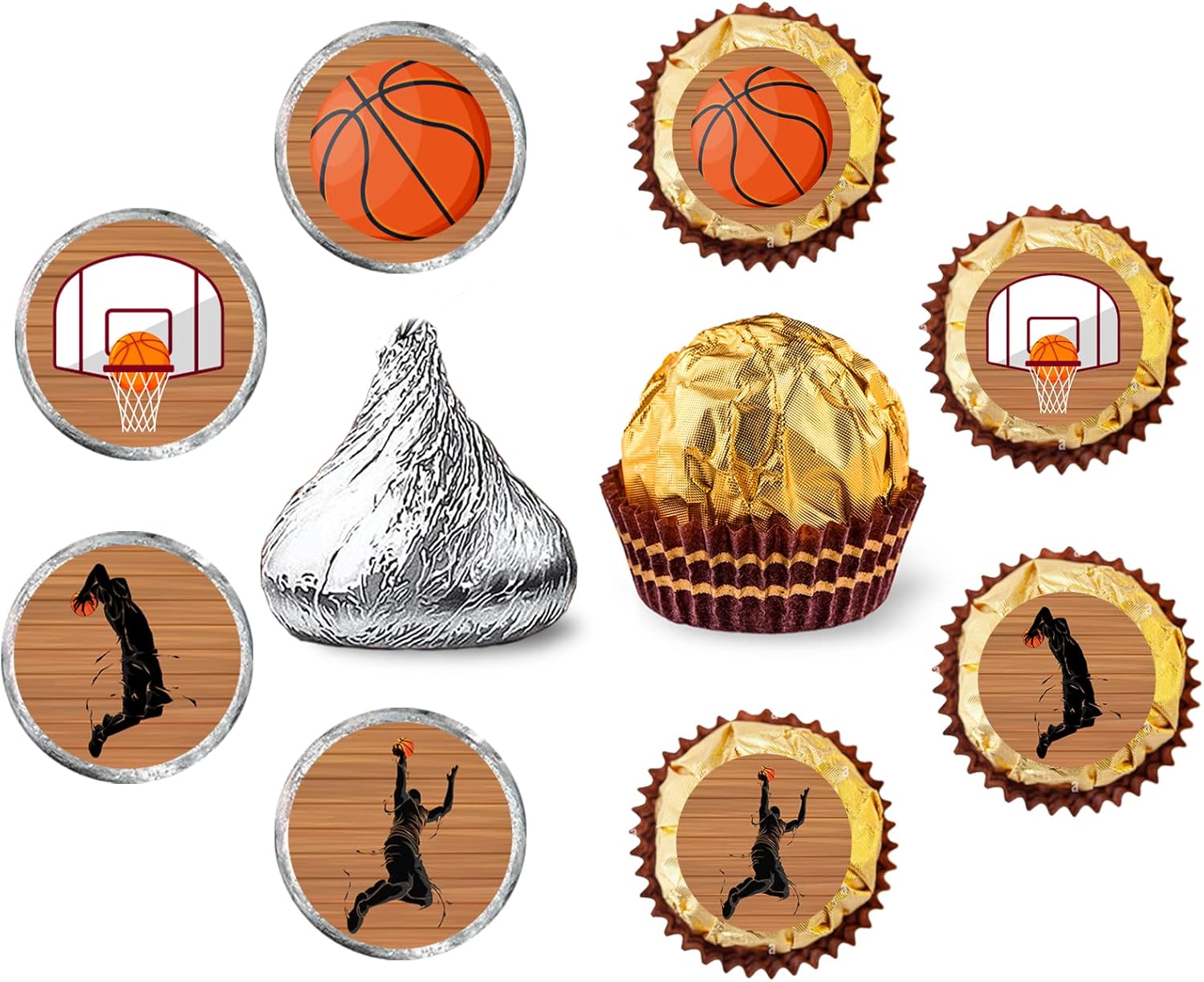 Amazon.com: Basketball Round Candy Sticker - Sports Themed Party Favors ...
