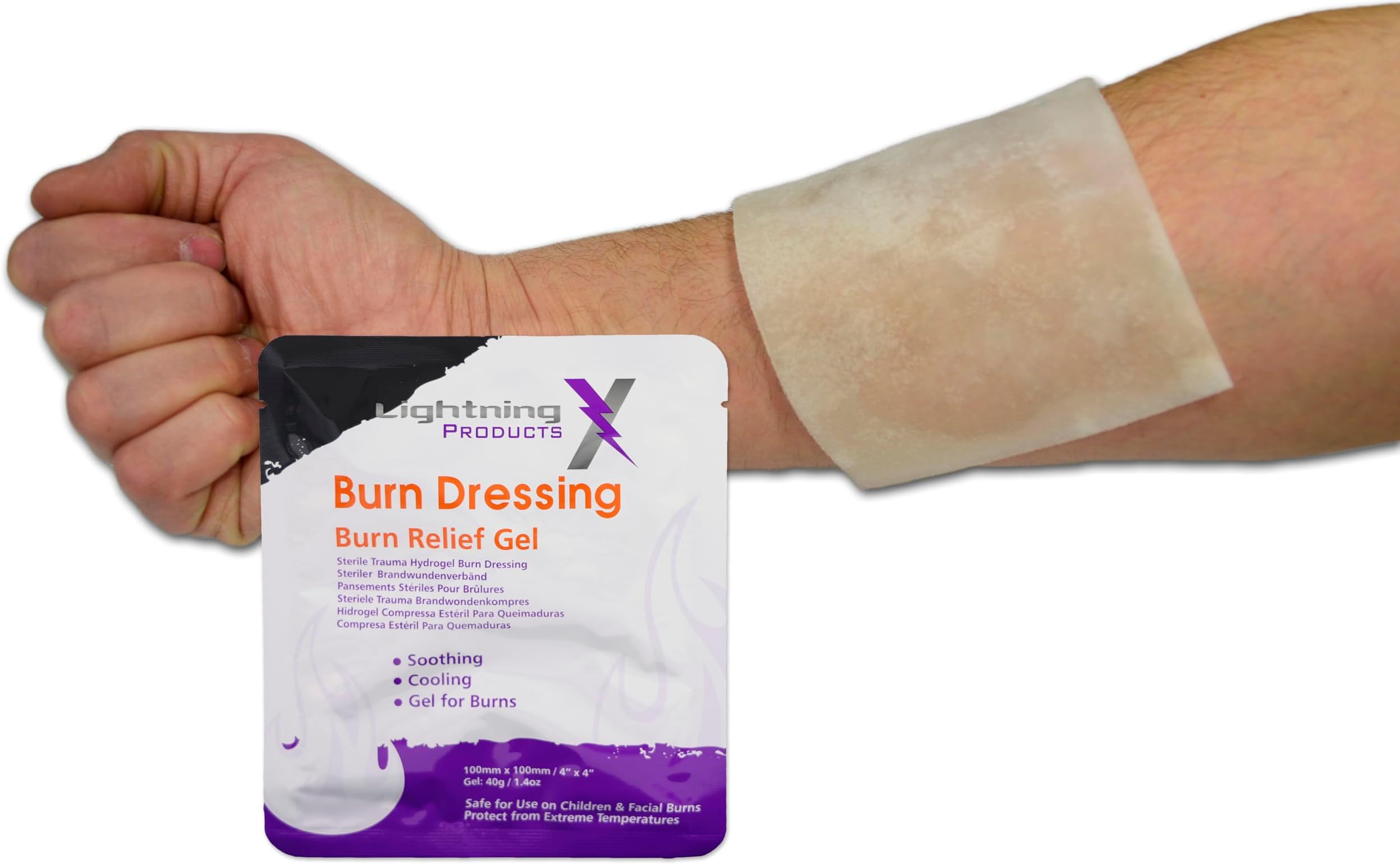 Amazon.com: Lightning X Cooling Burn Relief Gel 4" x 4" Burn Dressing ...