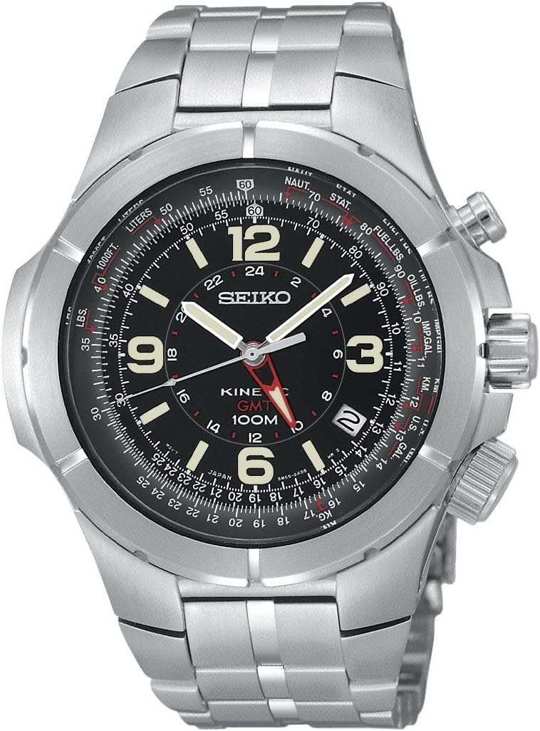 Amazon.com: Seiko Men's SUN009 Kinectic Flight Computer Watch ...