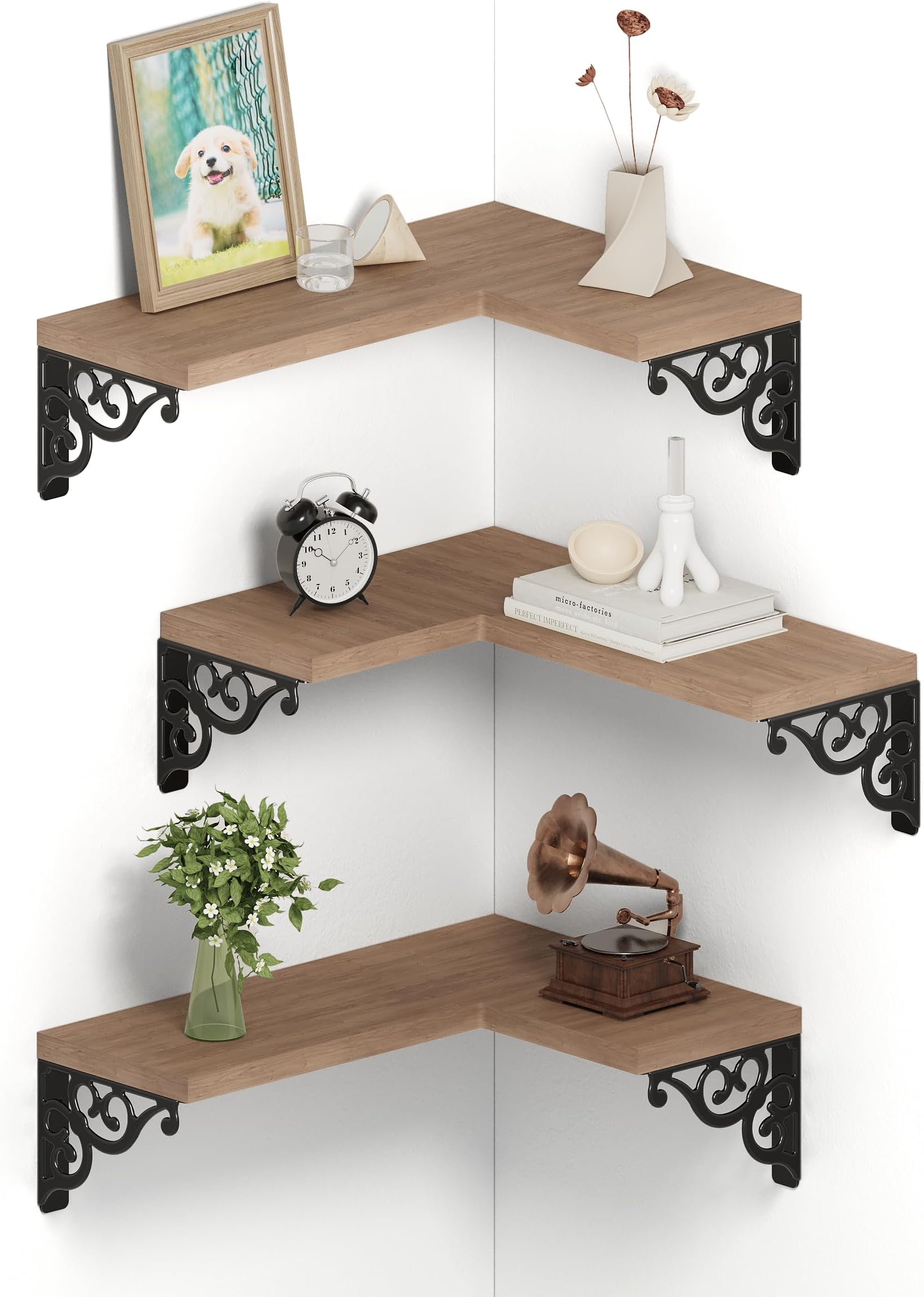 Amazon.com: Corner Shelf Wall Mount, Corner Floating Shelves, Set of 2 ...