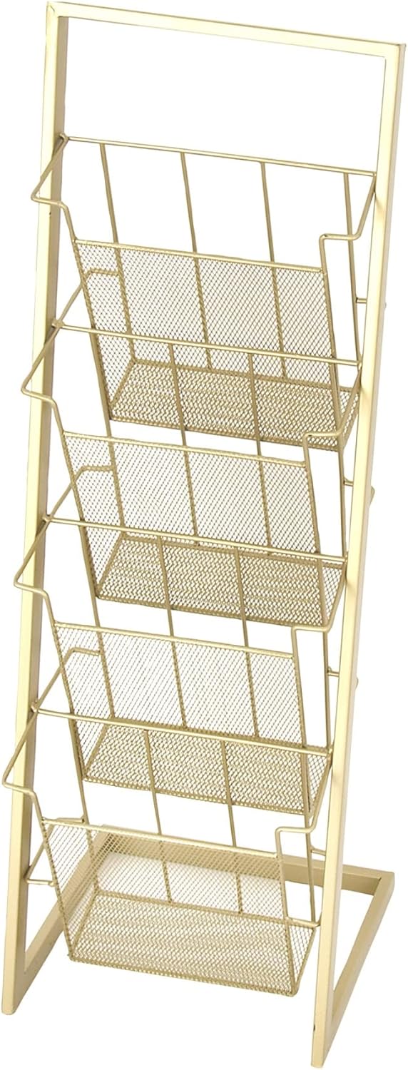 Amazon.com: FLPL 34" Gold Metal 4 Slot Magazine Holder with Tall Stand ...