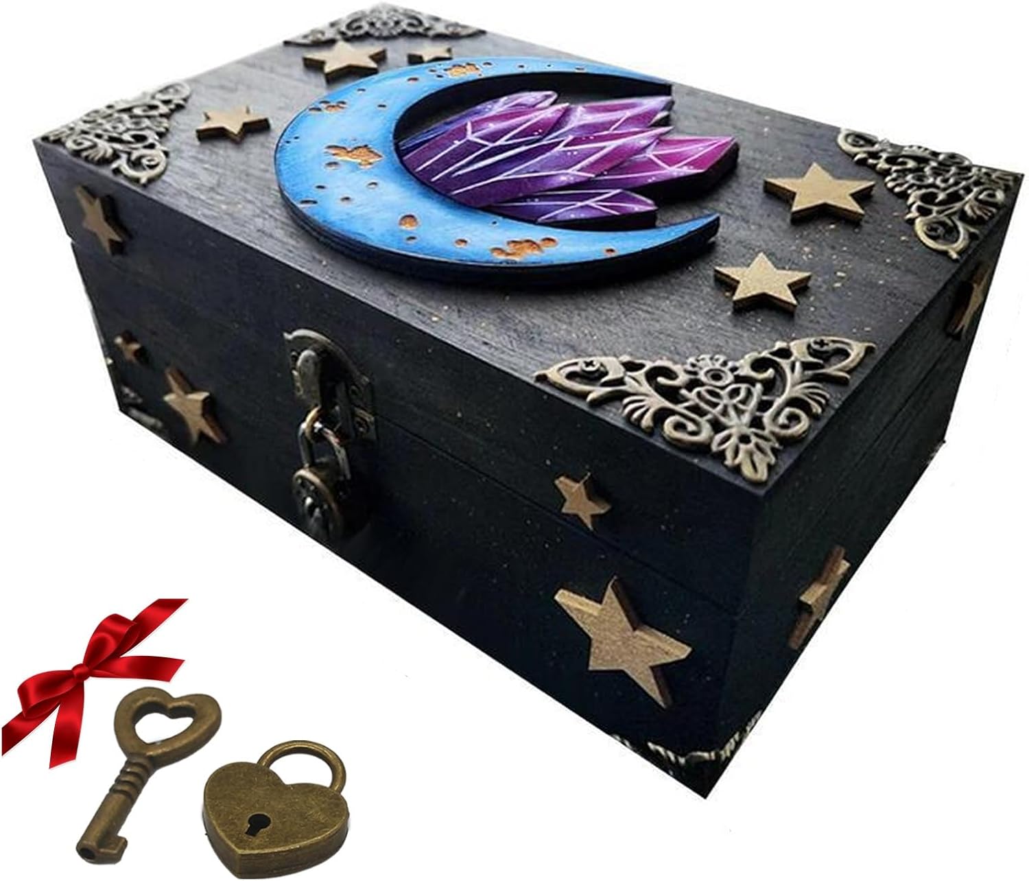 Amazon.com: 2025 Personalized Hidden Key Box Decorative Wooden Crystal ...