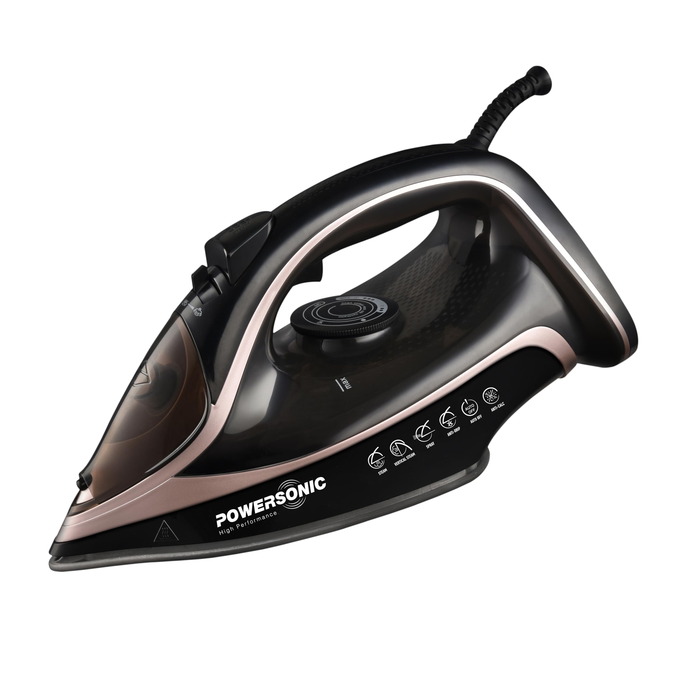 Powersonic Steam Iron 3200W Clothes Iron, Verticle Steam Function 350ml ...