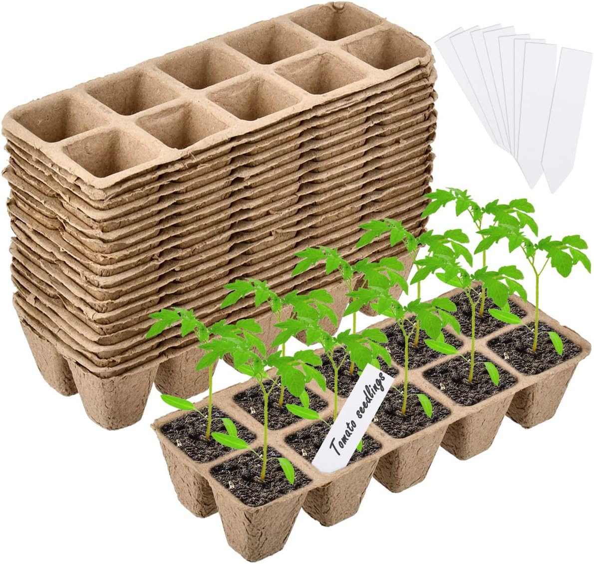 Navoys 72 Cell Seeder Tray, 40 Plant Sticks and Labeling Pen ...