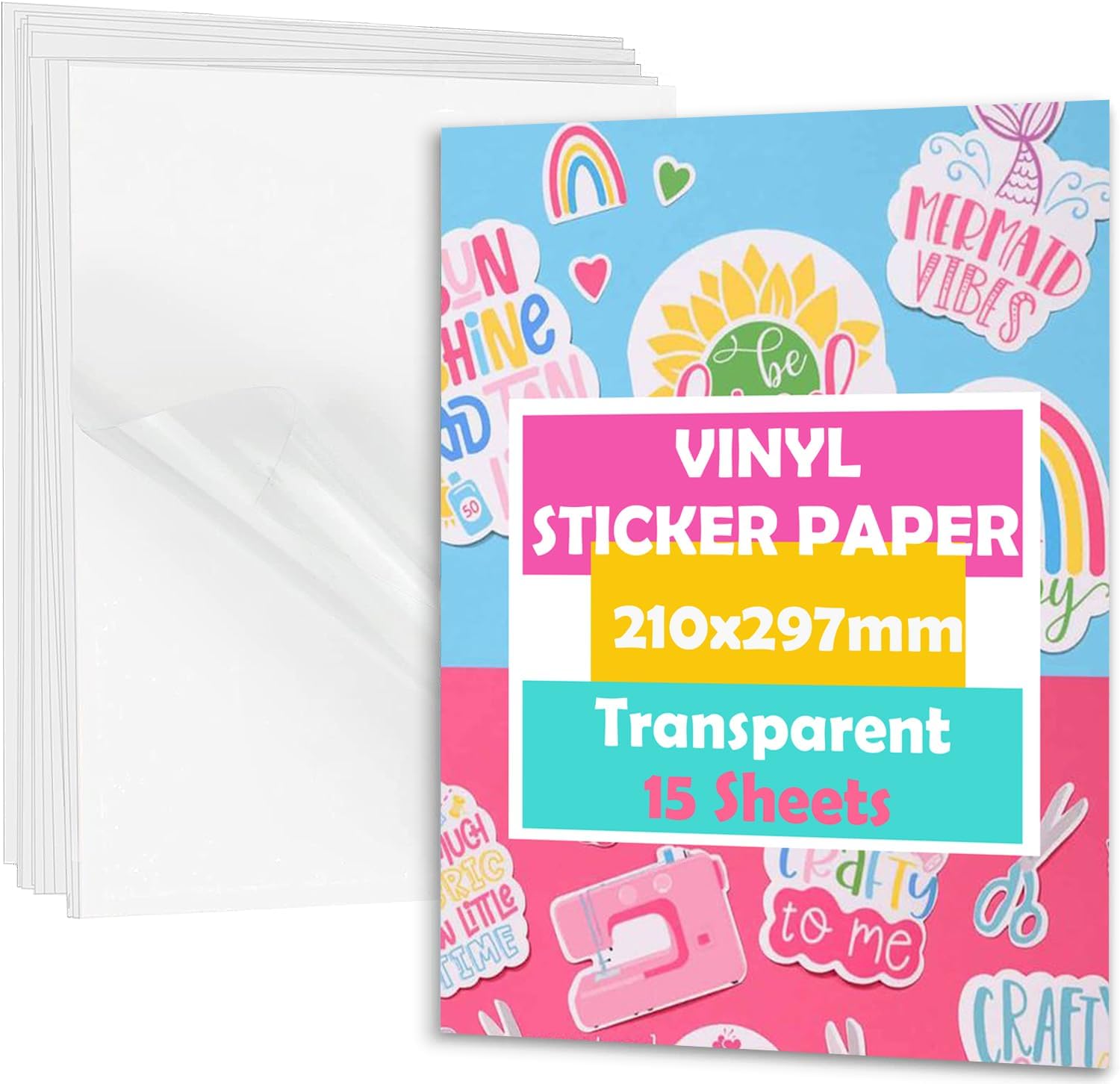 Lot de 25 feuilles de papier autocollant en vinyle translucent ...