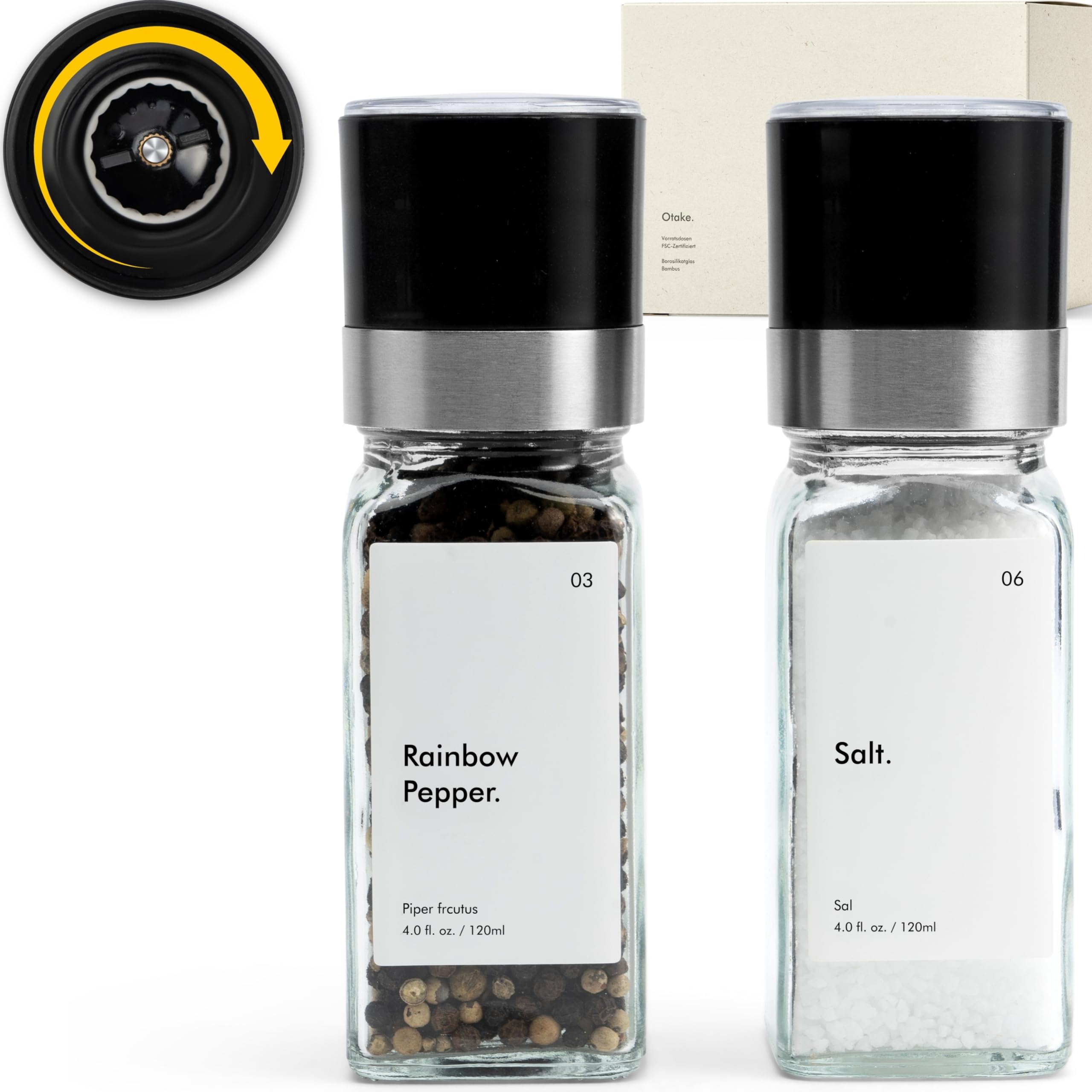 Amazon.com: Premium Stainless Steel Salt and Pepper Grinder Set of 2 ...