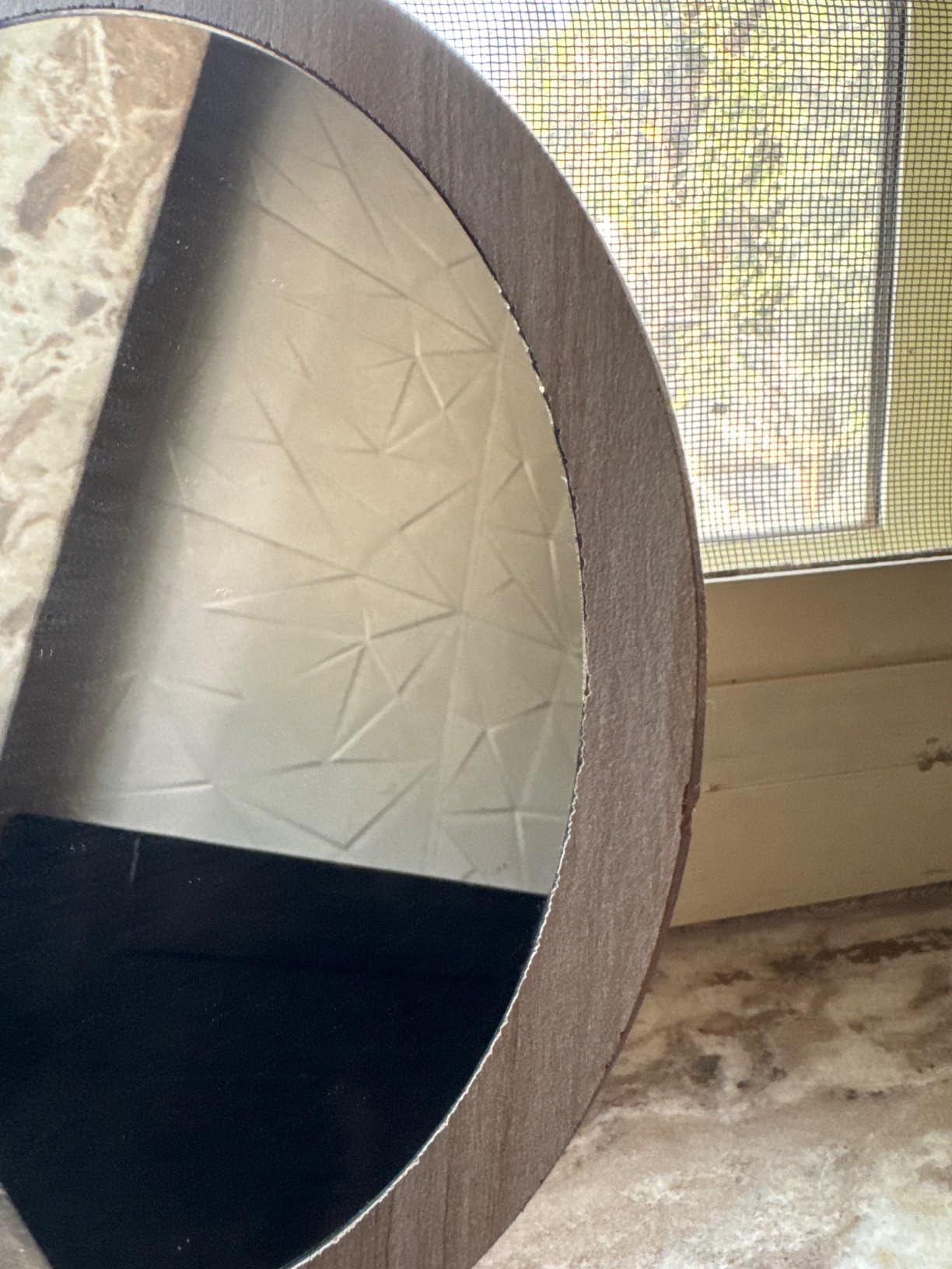 Victor Mirrors Round Compact Table Mirror Standing Wood Framed Mirror ...