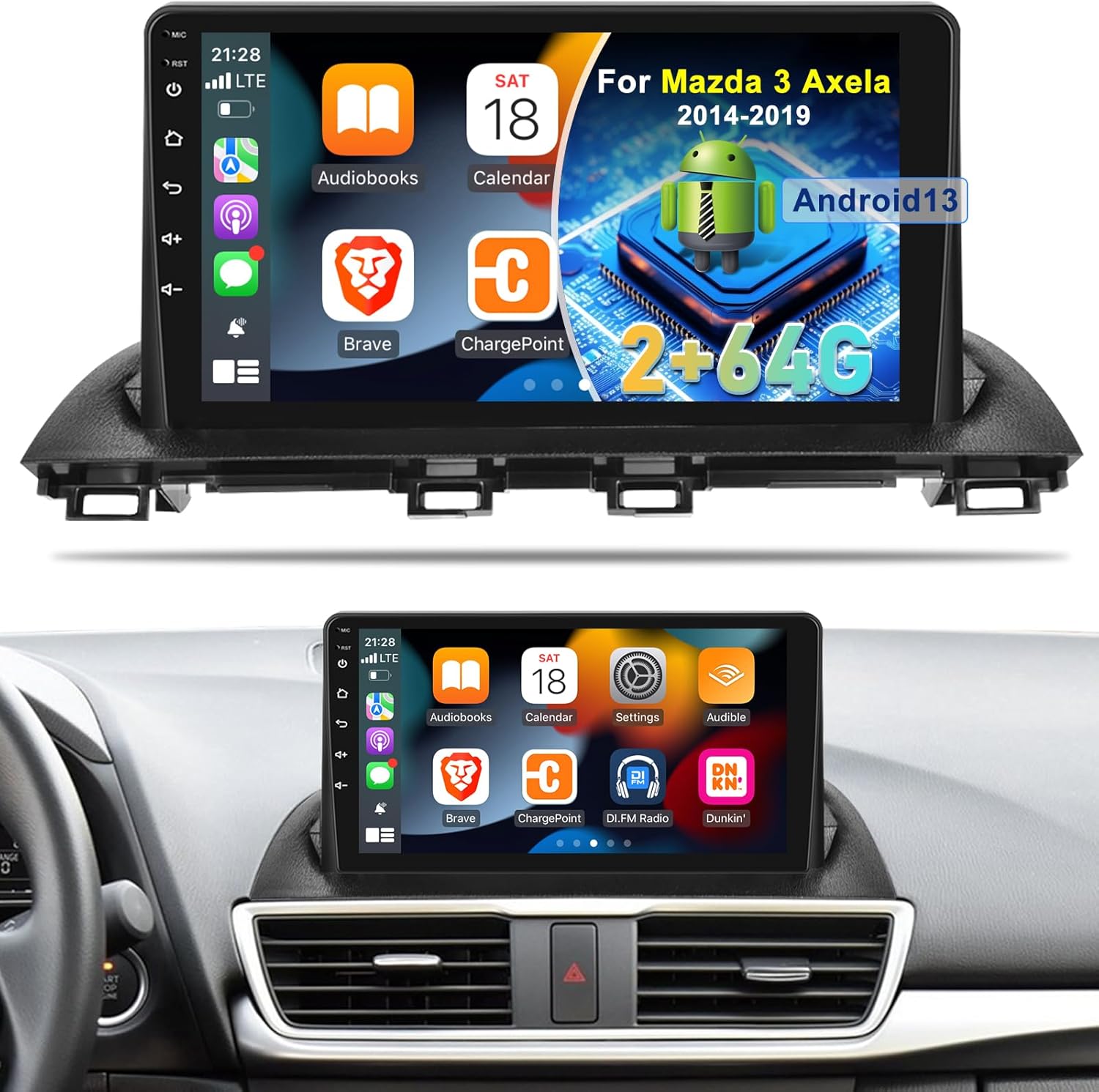 Amazon.com: EKAT Car Radio for Mazda 3 Axela 2014-2019, [2G+64G] 9 inch ...
