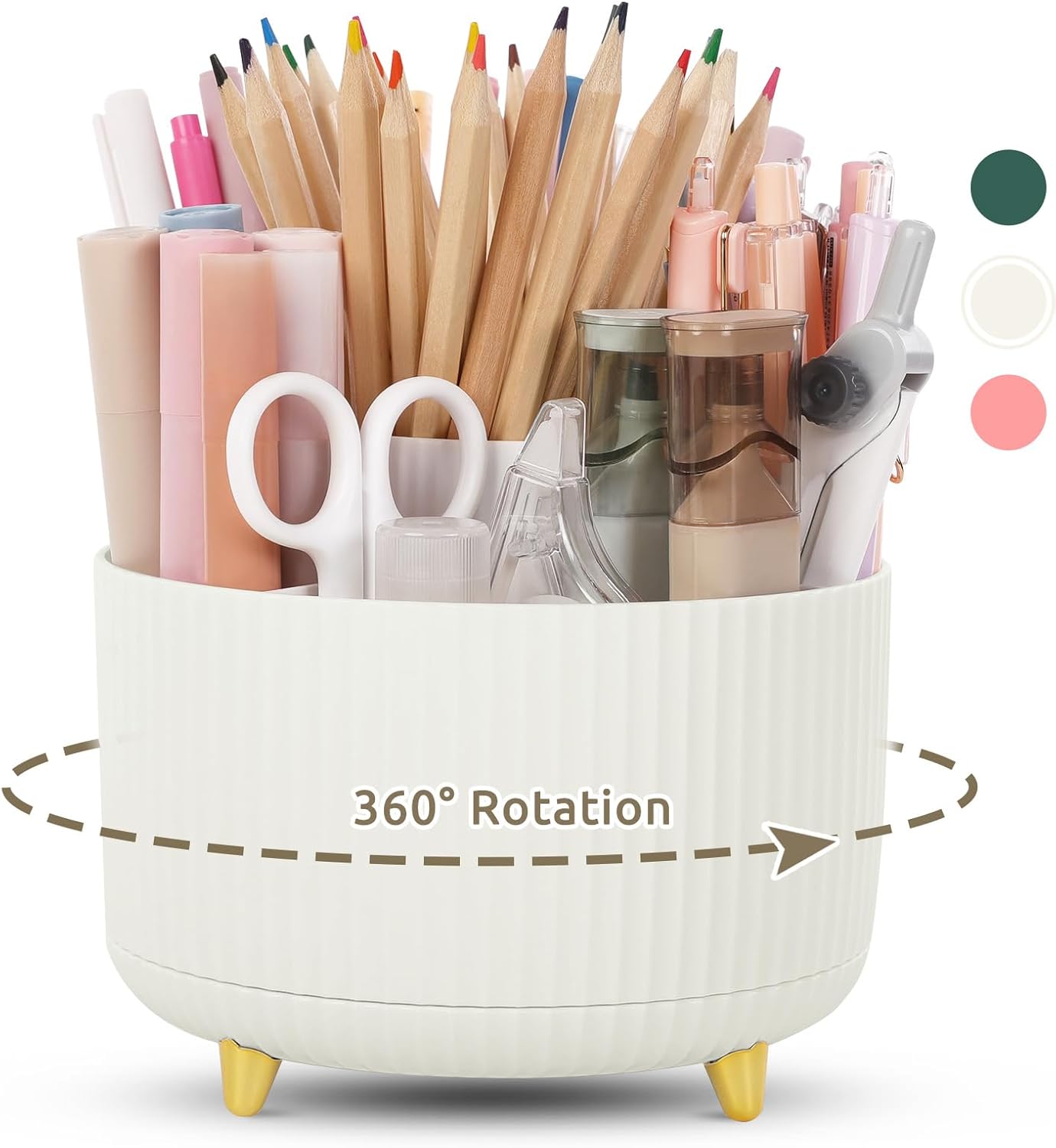 Amazon.com: KONVINIT Pencil Pen Holder for Desk, 5 Slots 360 - Degree ...