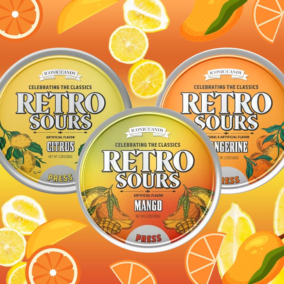 Amazon.com : Retro Sours - Hard Tangy Candy - Pack of 3 Tins Combo Pack ...