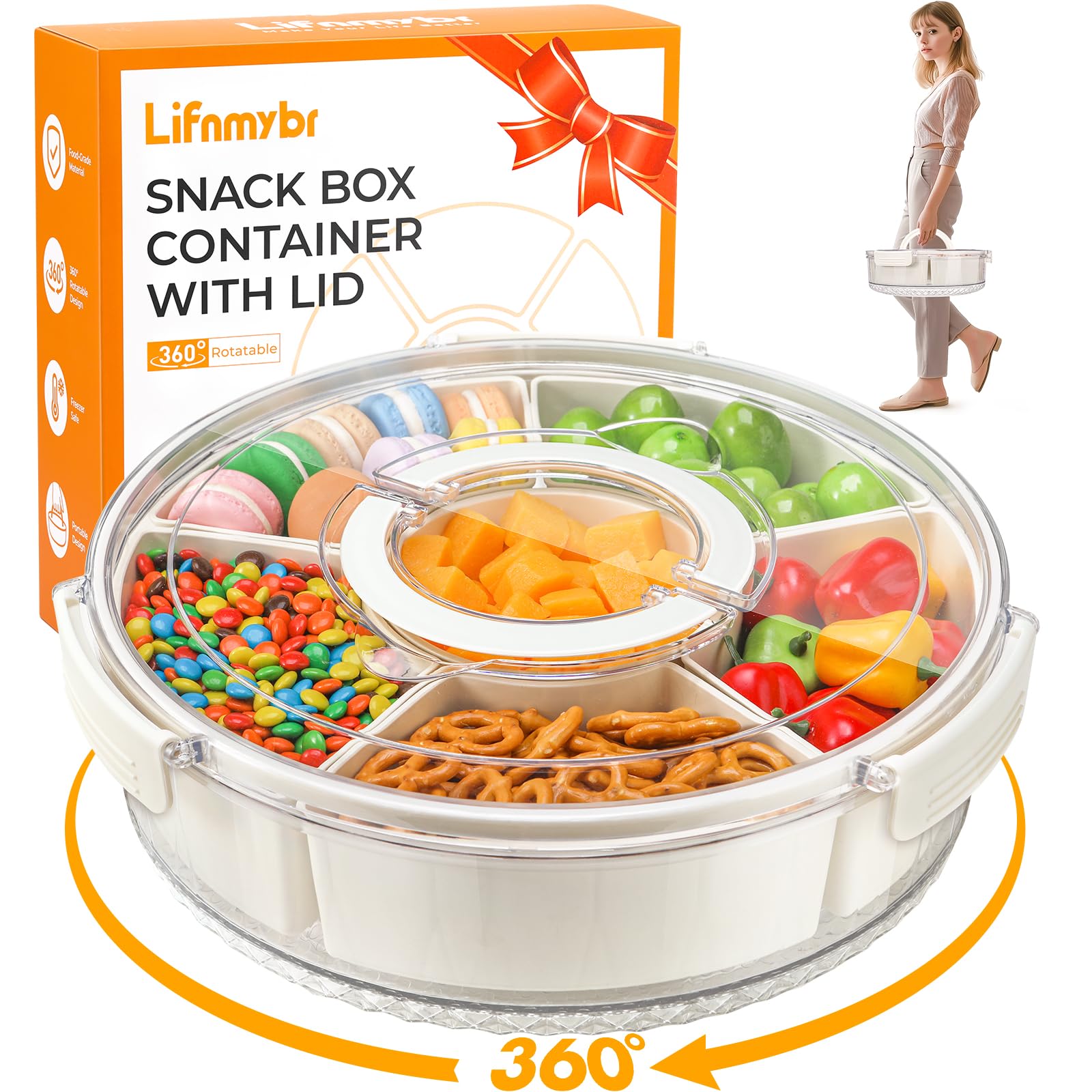 Amazon.com | Lifnmybr snackle box container, 360° Rotating 12in L Large ...