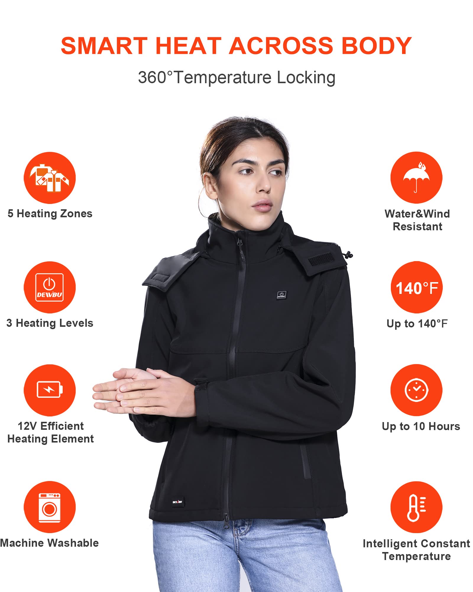 DEWBU Heated Jacket For Men With 12V Battery Pack Winter Outdoor Soft ...