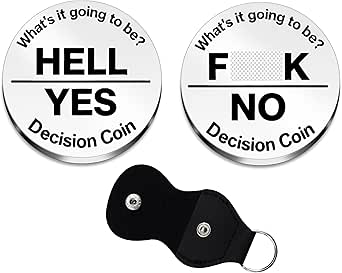 WIRNGF Decision Coin Keychain for Men Women Portable Yes No Choice Coin ...