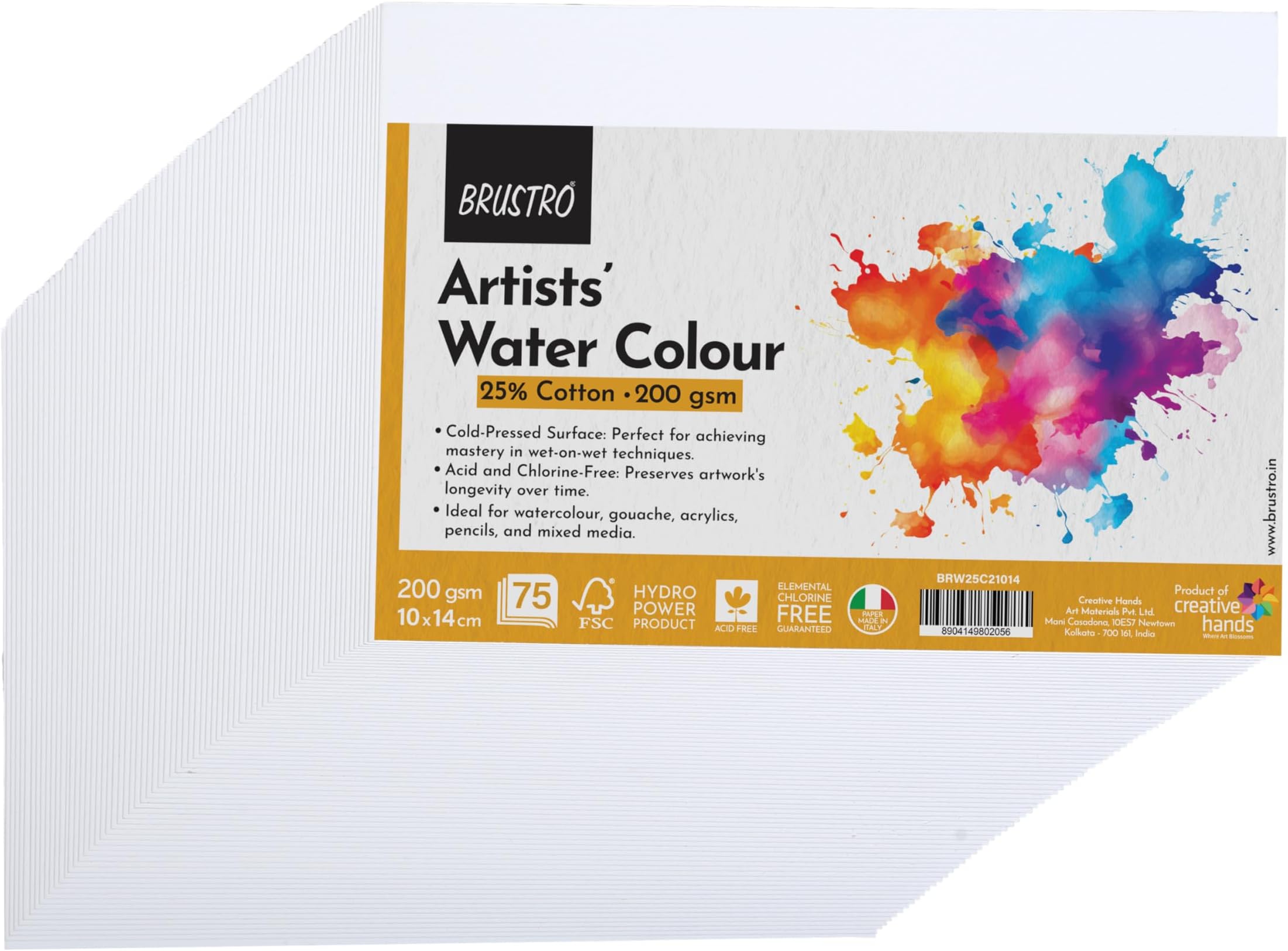 Brustro Artists Small Watercolour Paper 25% Cold Pressed 300 GSM - 50 ...