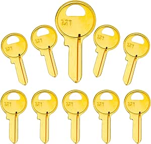 Brass Finish Key Blanks, M1 (MA1) Uncut Blank Keys, Pack of 10 Keys ...