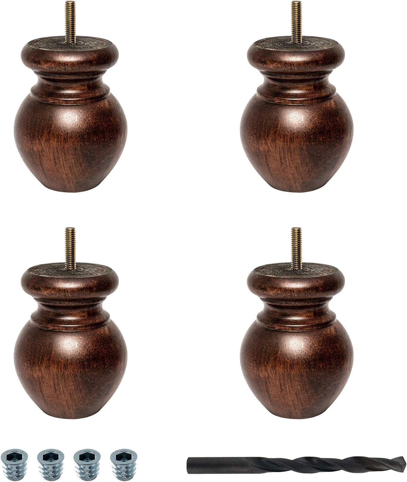 Amazon.com: 3 in. H x 6 in. Dia Unfinished Solid Hardwood Bun Foot Leg ...