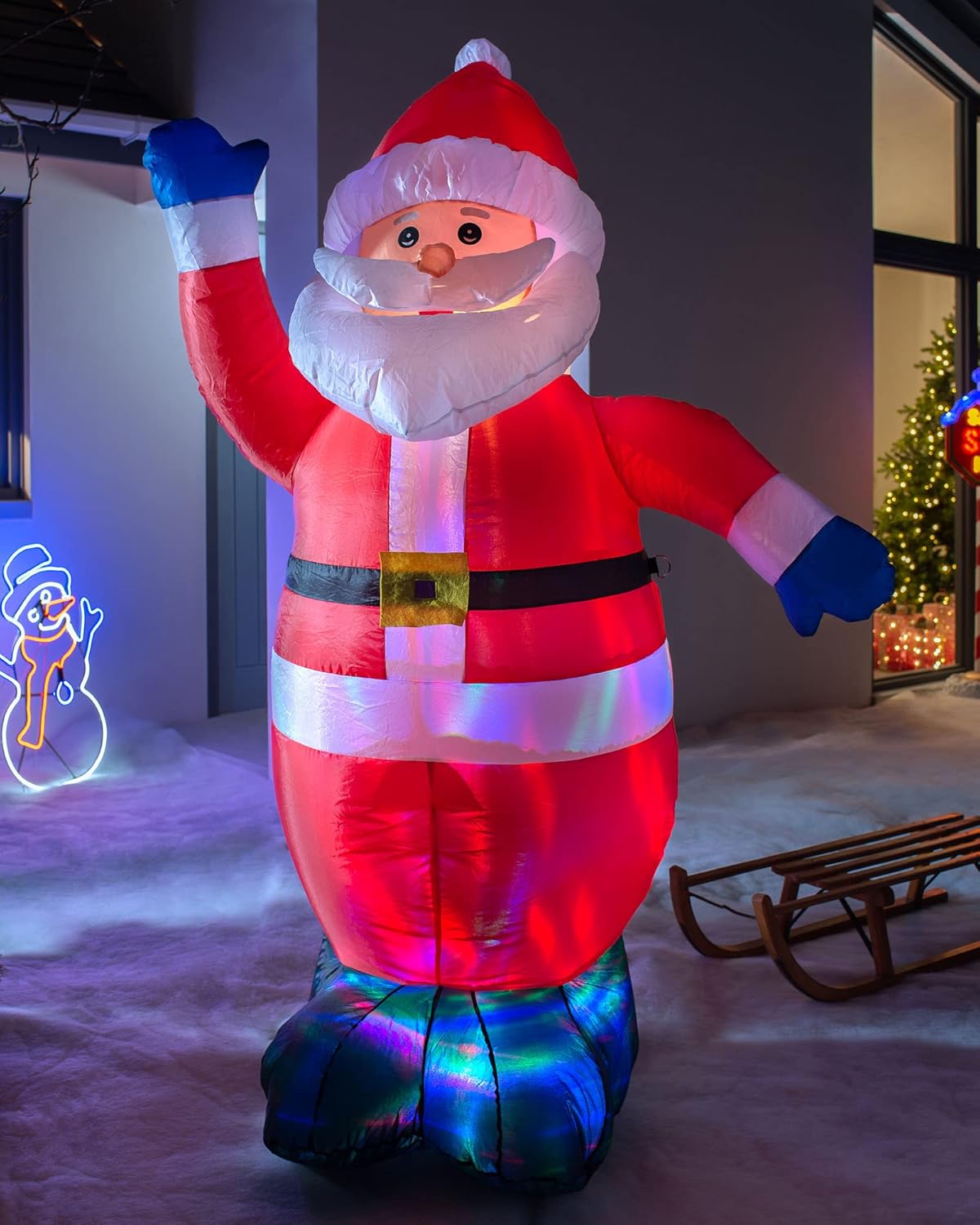 WeRChristmas Pre-Lit Animated Inflatable Santa, Multi-Colour – BigaMart