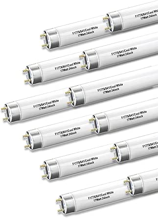 (12 Pack) 24 inch F17T8/841 Fluorescent Light Bulb,2ft 17Watts 4100K ...