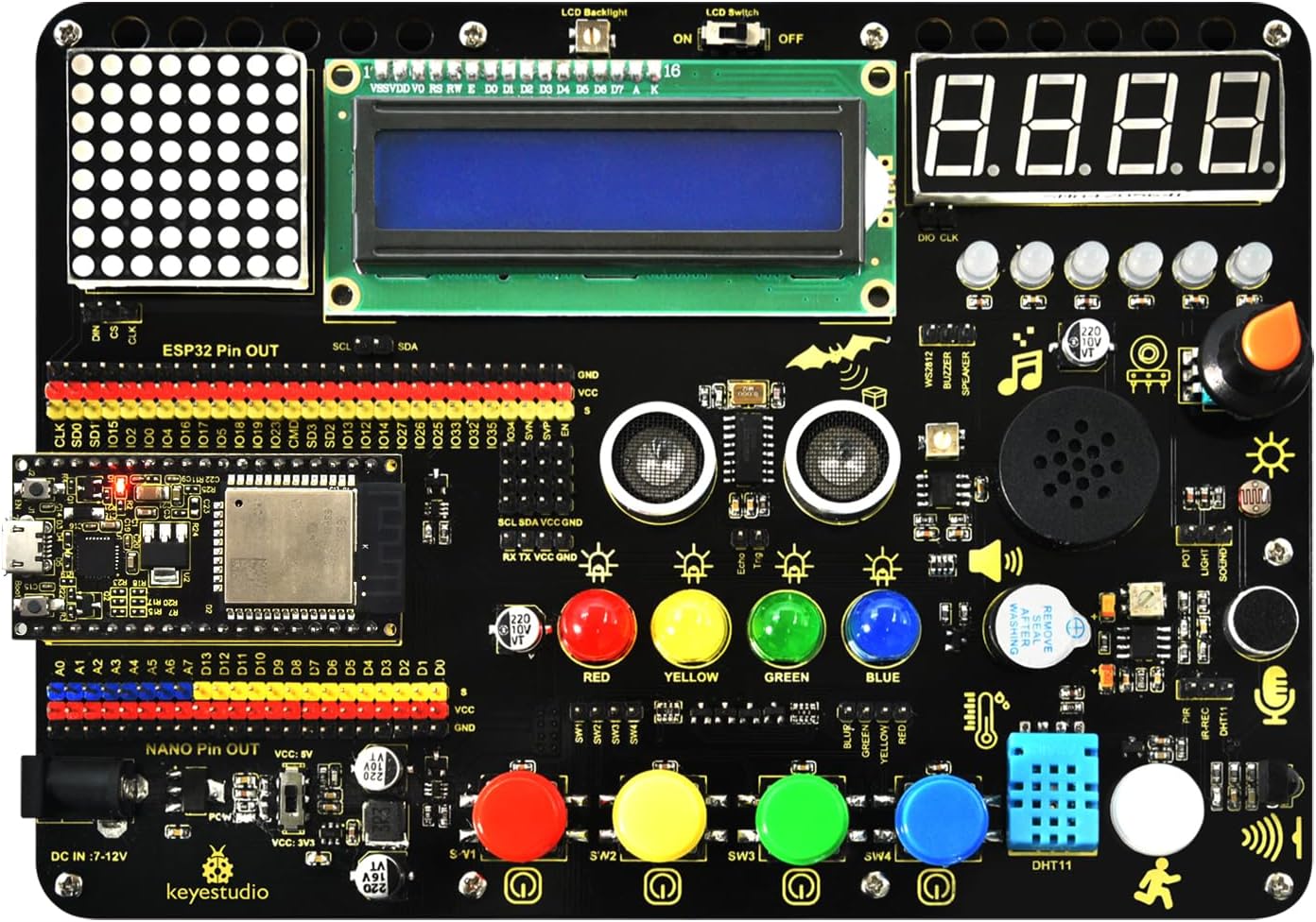 KEYESTUDIO Inventor Starter Kit for Arduino ESP32, Hardware Comes Pre ...