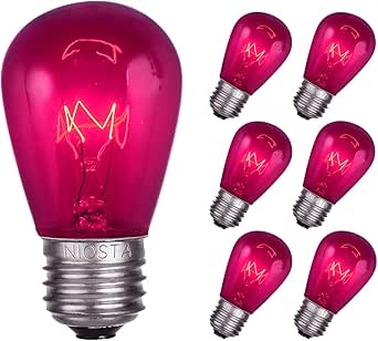 NIOSTA S14 Replacement Incandescent Bulbs, 6 Count Clear Purple, 11W ...