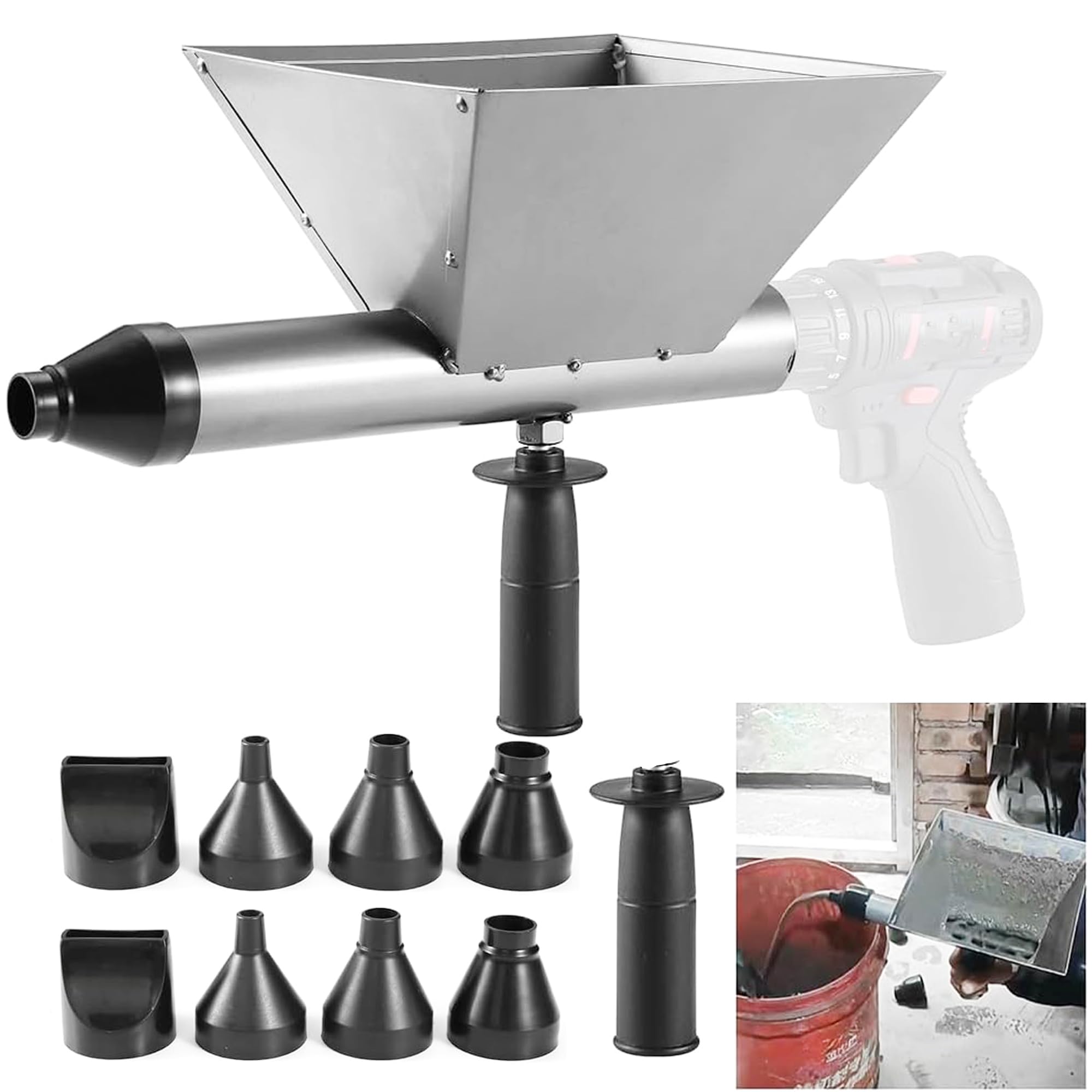 Electric Mortar Grout Gun, Plastic Cement Caulking Gun with 8 Nozzles ...