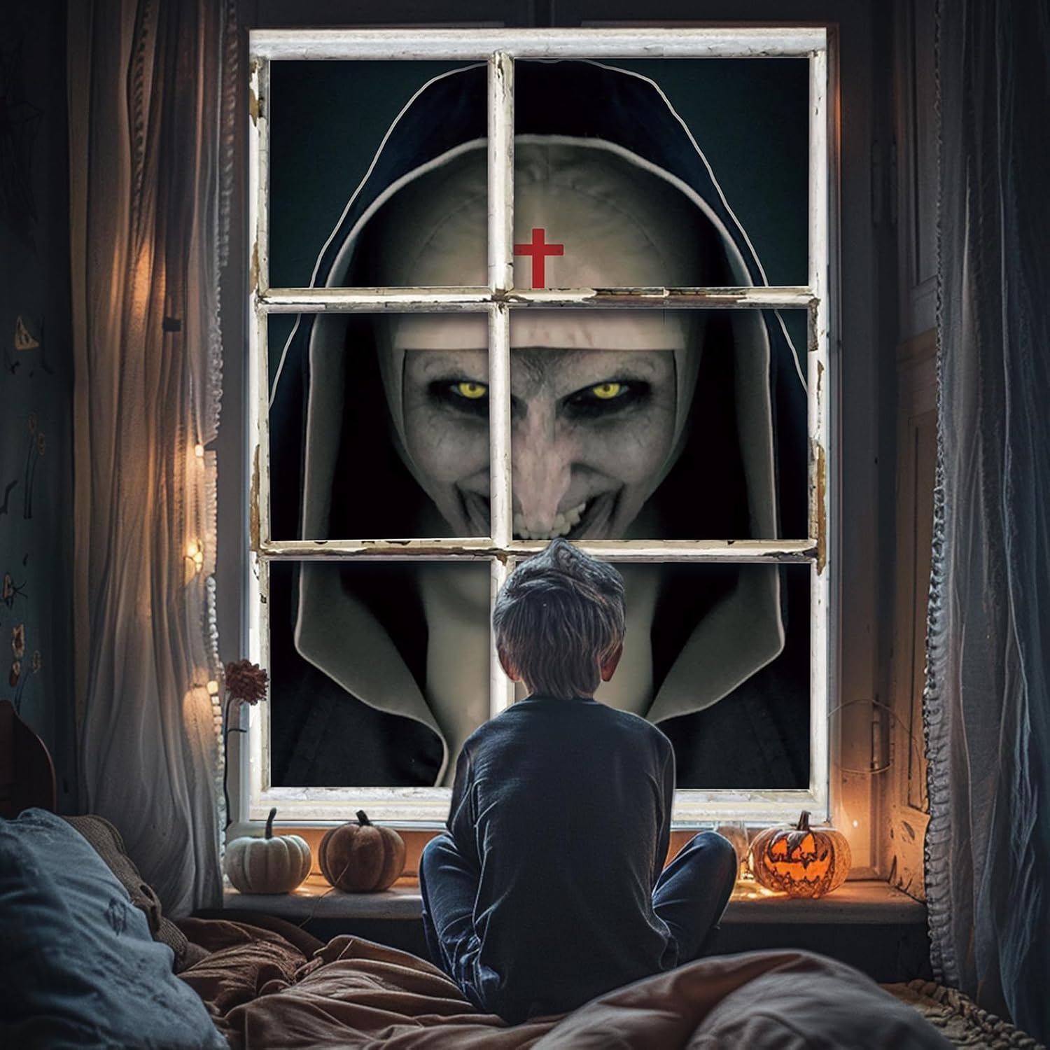 Amazon.com: The Nun Fabric Creepy Horror Movie Poster Window Door ...
