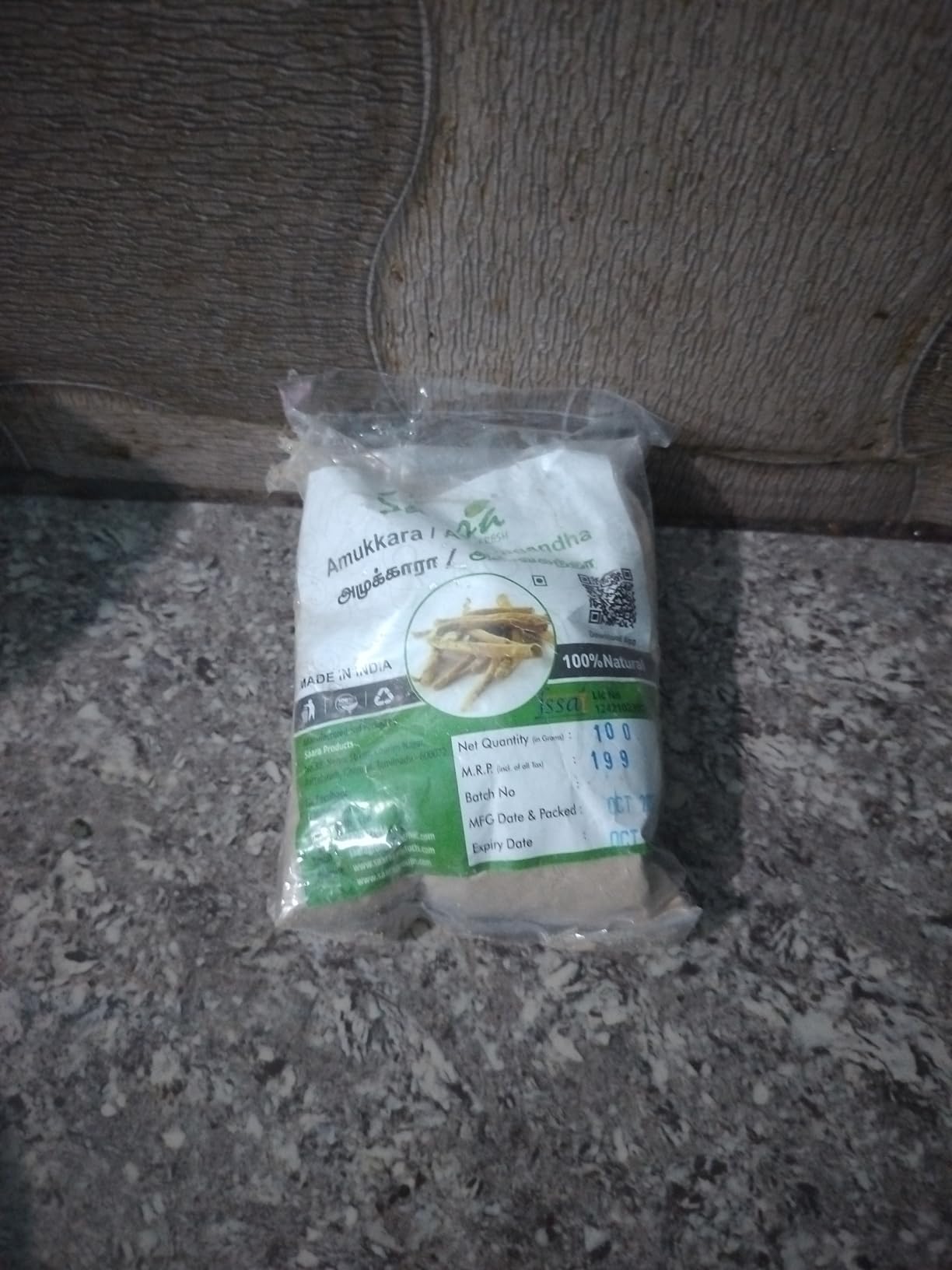 Buy Saara HERBAL FRESH Amukkara Powder, 101g, Indian Ginseng, Amukkara ...