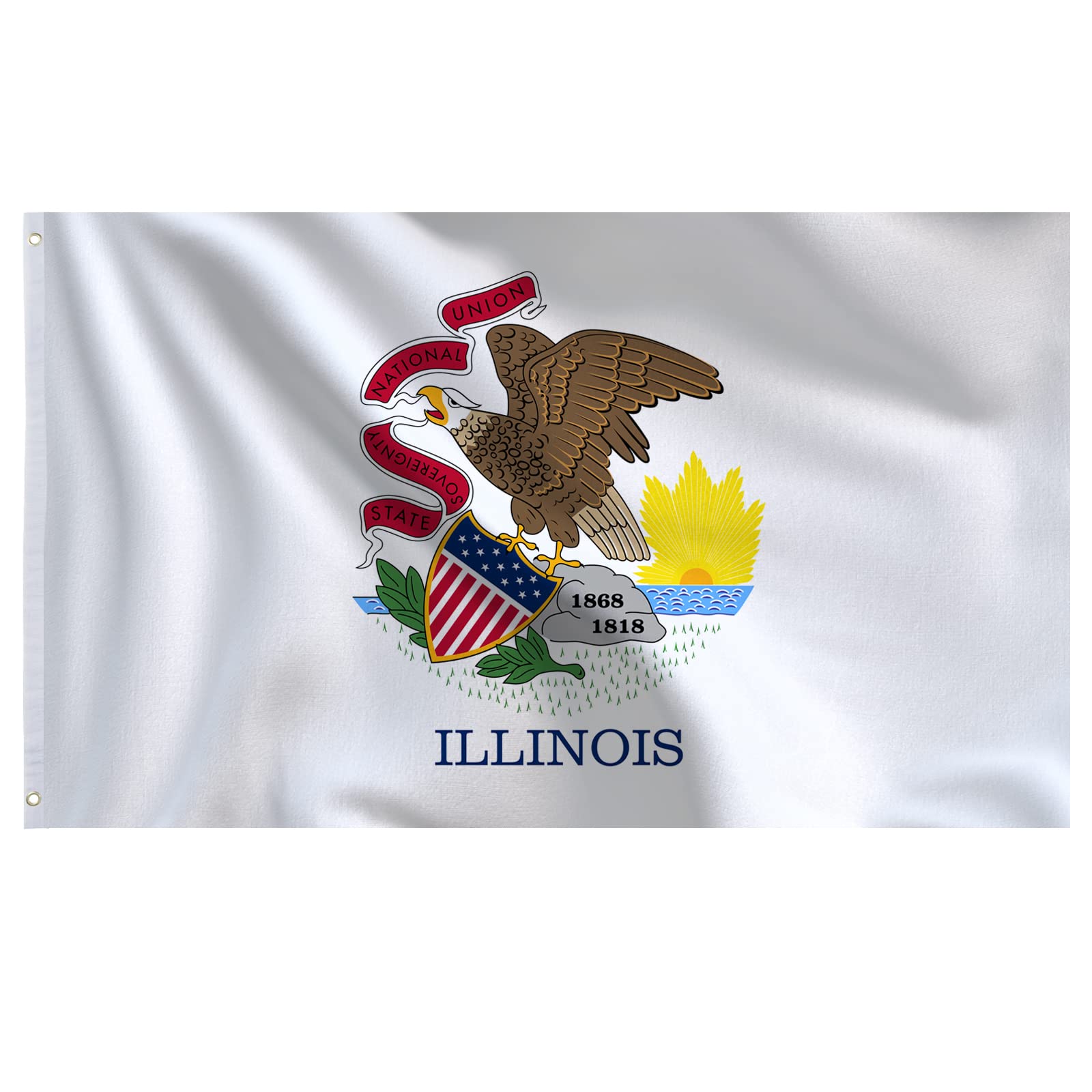 Amazon.com : Bradford Illinois State Flag 3x5 ft Outdoor, 3 Ply ...