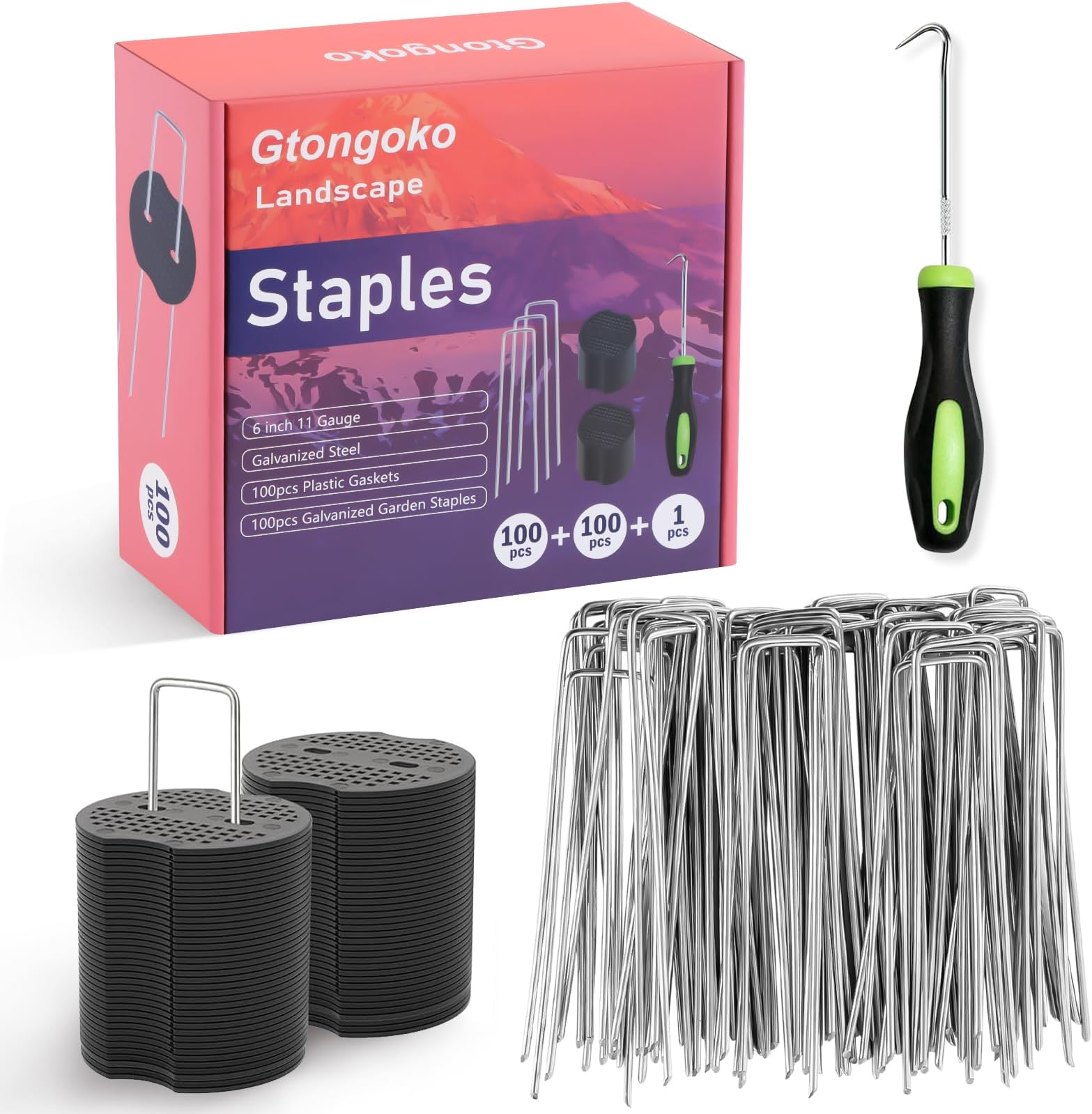 Amazon.com : Gtongoko Landscape Staples 6 Inch 11 Gauge 100PCS Garden ...