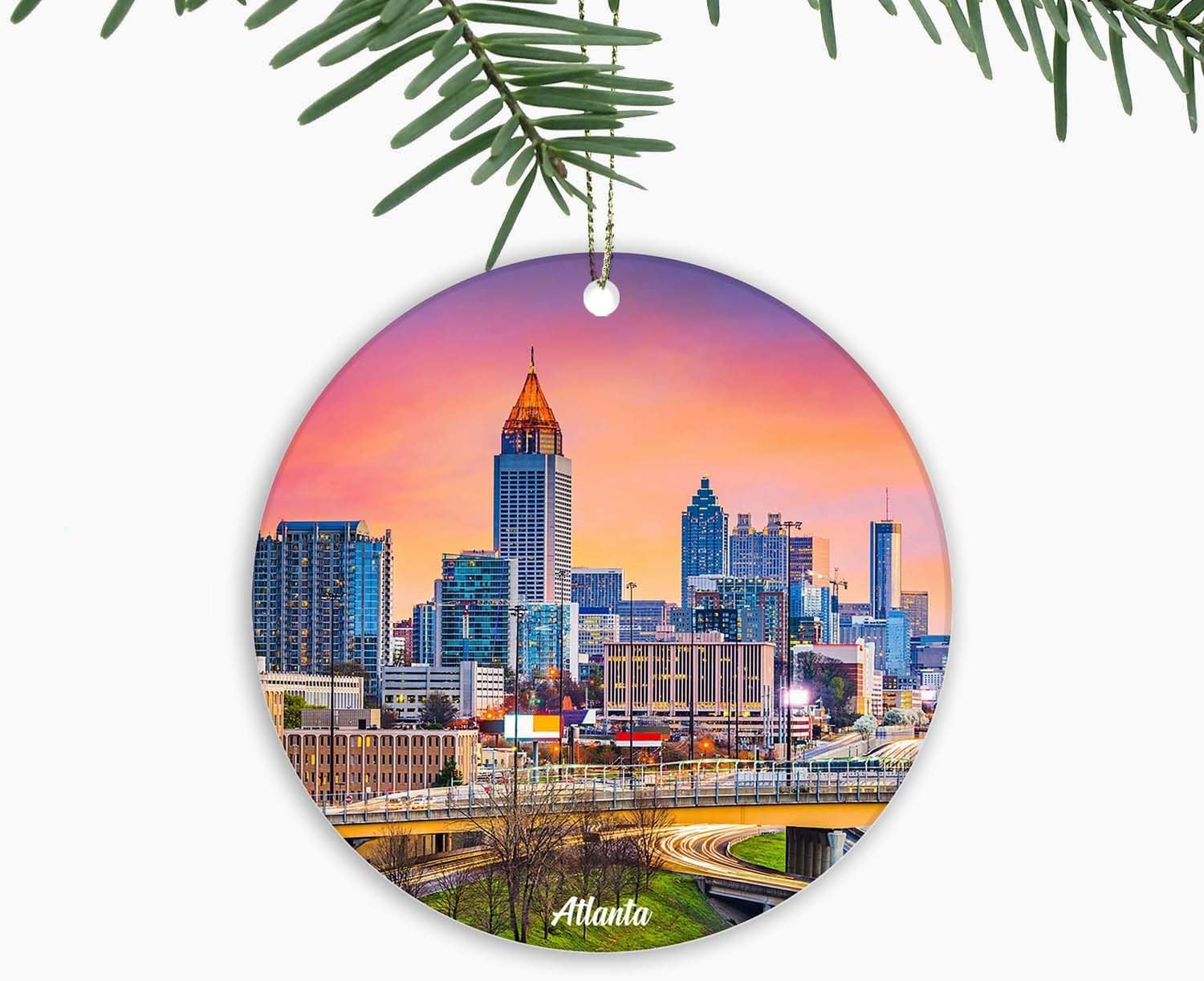 Amazon.com: Atlanta Christmas Ornaments City Souvenir,Xmas Tree Hanging ...