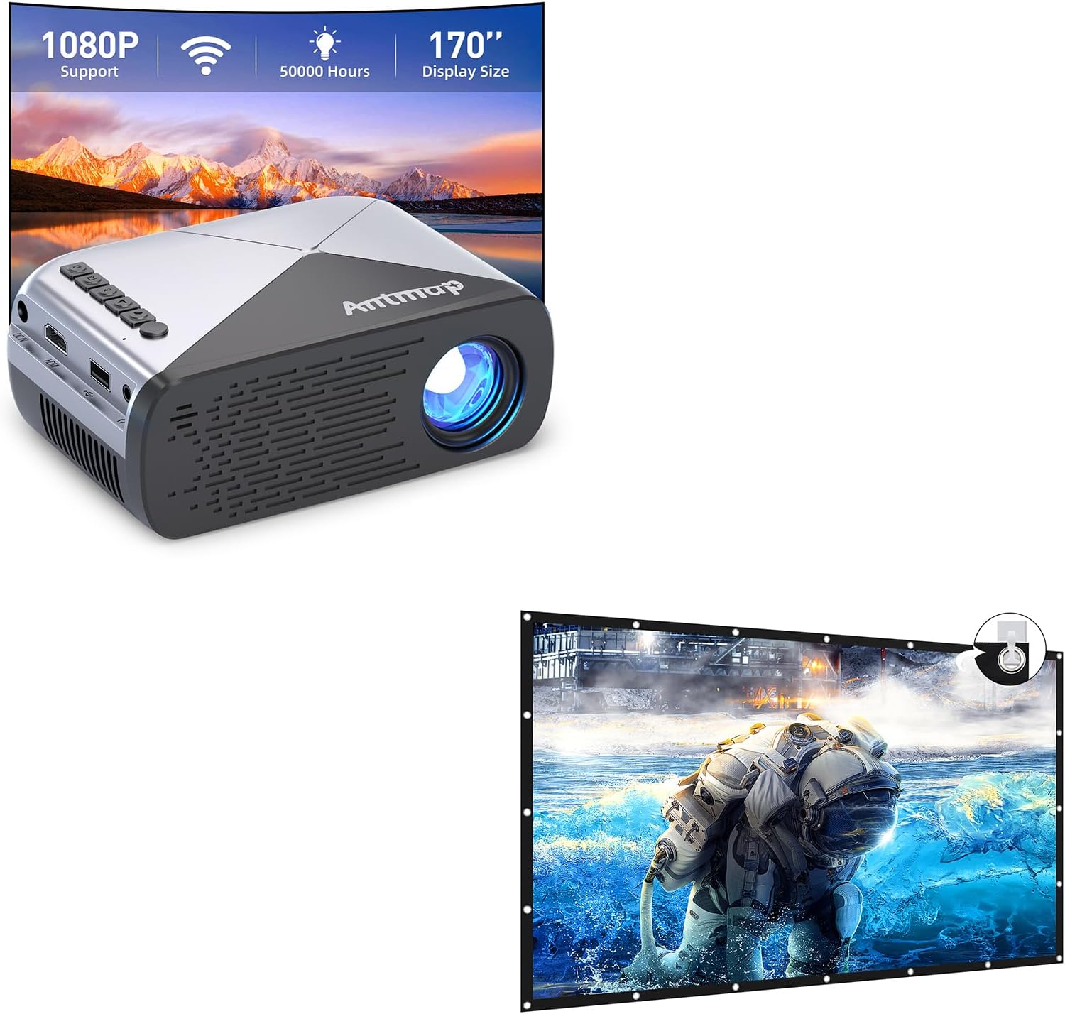 Amazon.com: Phone Projector for iPhone Mini Projector with WiFi + 120 ...