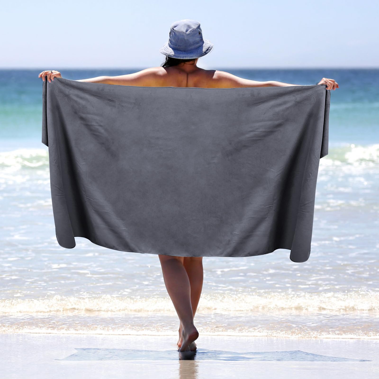 Serviette de plage en microfibre légère à séchage rapide – Serviette de ...