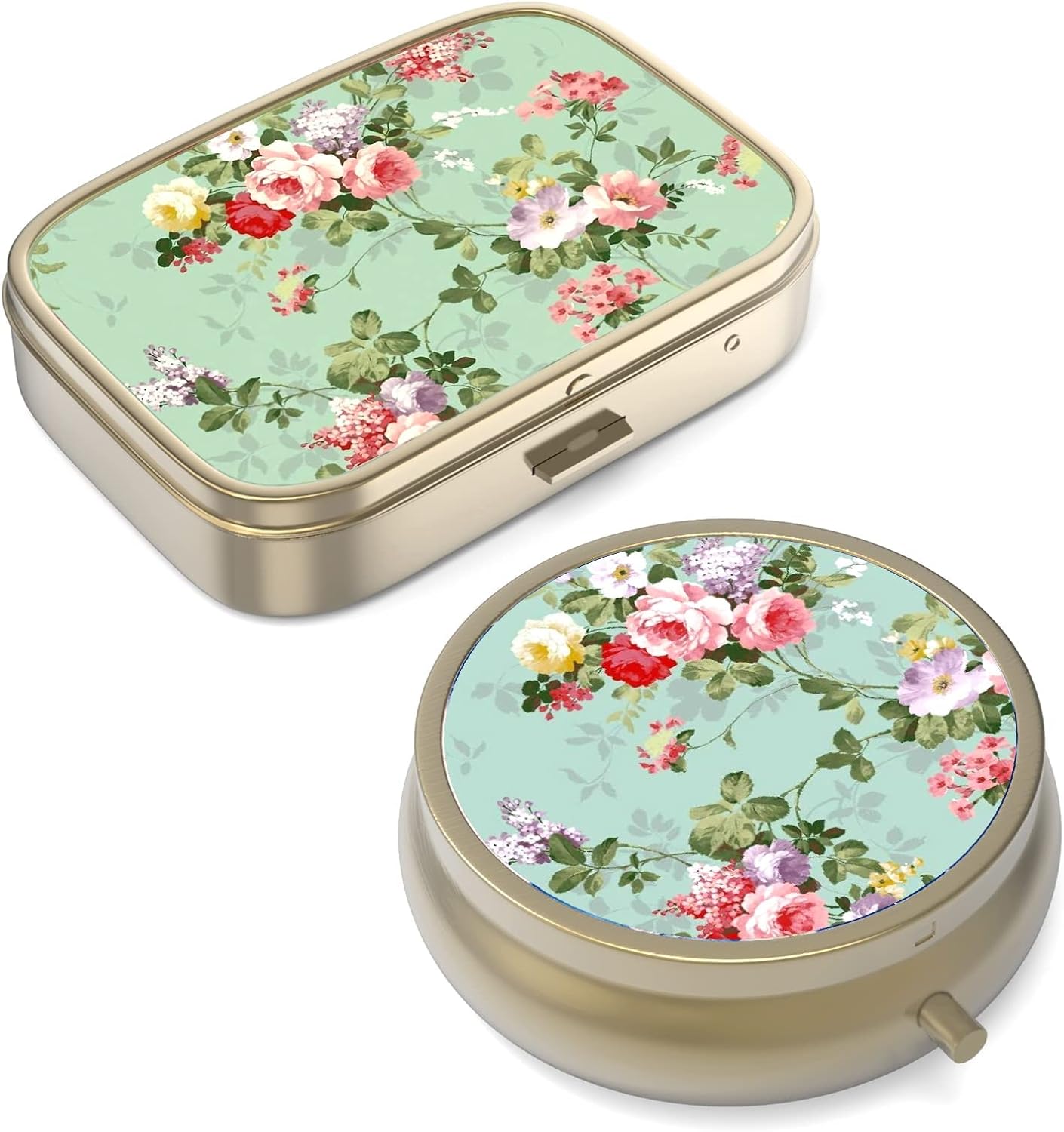 Amazon.com: Pill Case Pill Box with Mirror Retro Small Pill Case for ...