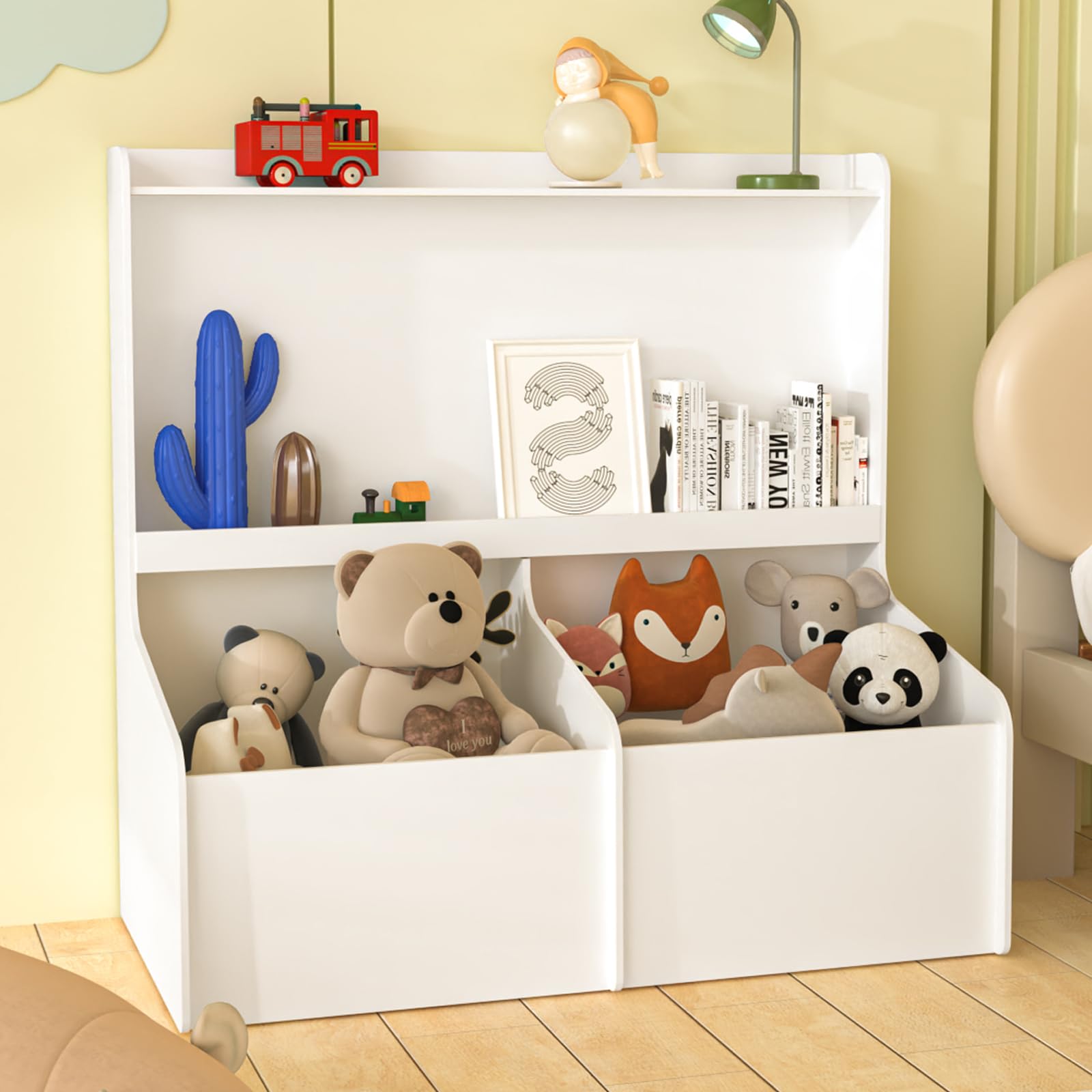 Amazon.com: Azheruol Cubby Toy Storage Cabinet 3 Tier Wooden Children ...