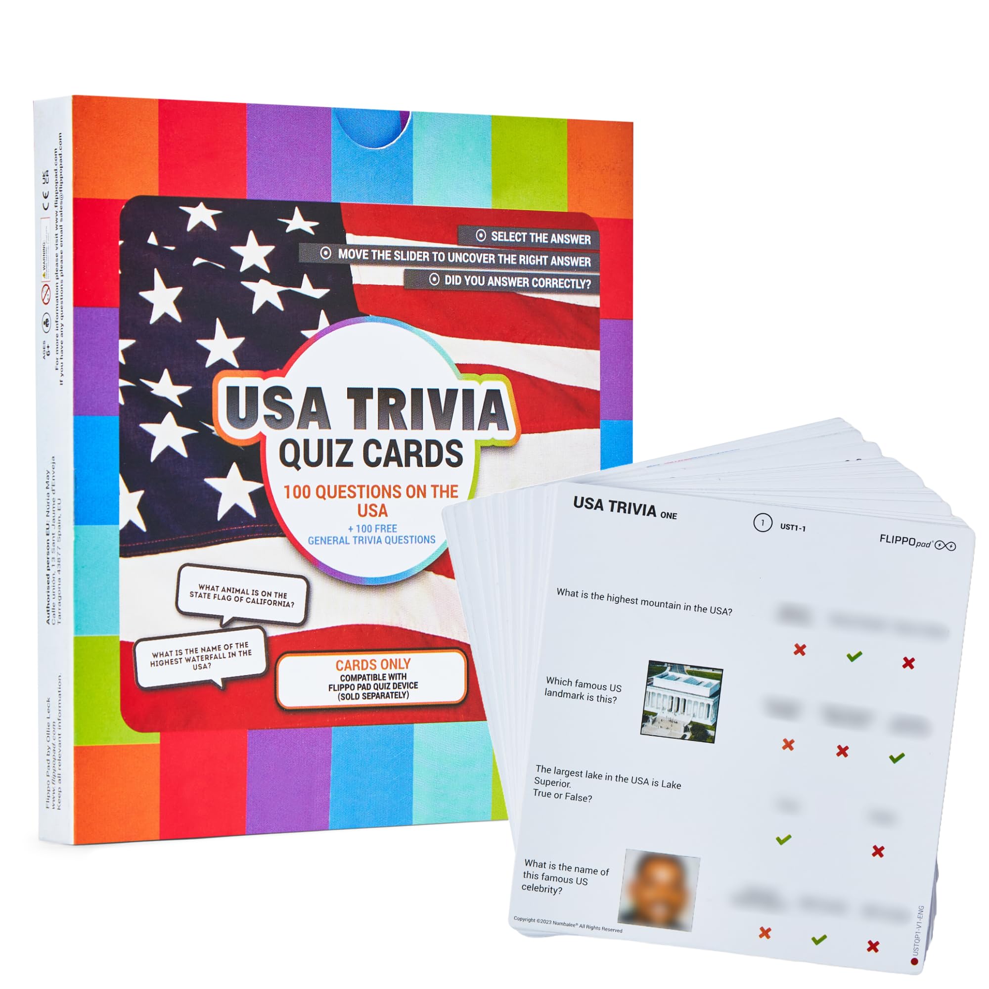 Amazon.com: Flippo pad Topic Cards - USA Trivia Quiz Game - 25 Cards ...