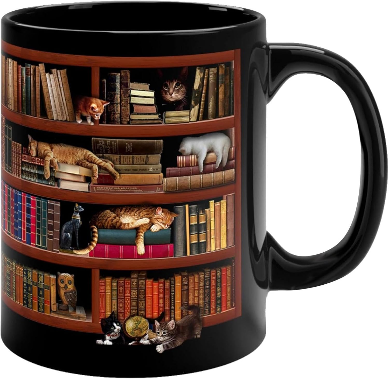 Amazon.com: Vadfanxa Cat Library Bookshelf Coffee Mug, 3D Bookshelf Mug ...