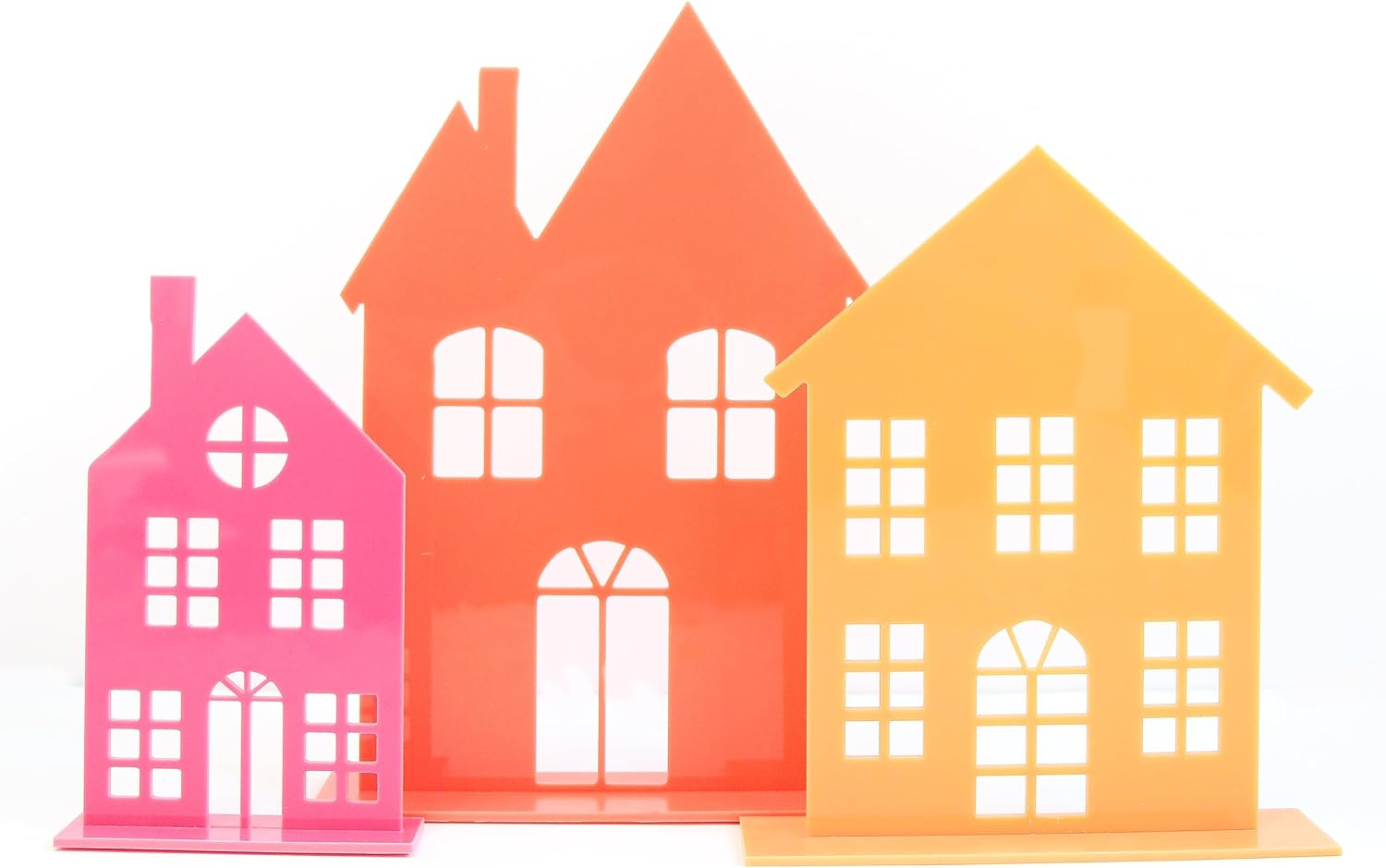 Amazon.com: KAILO CHIC ACRYLIC HOLIDAY HOUSES SET OF 3 - Coral, Orange ...