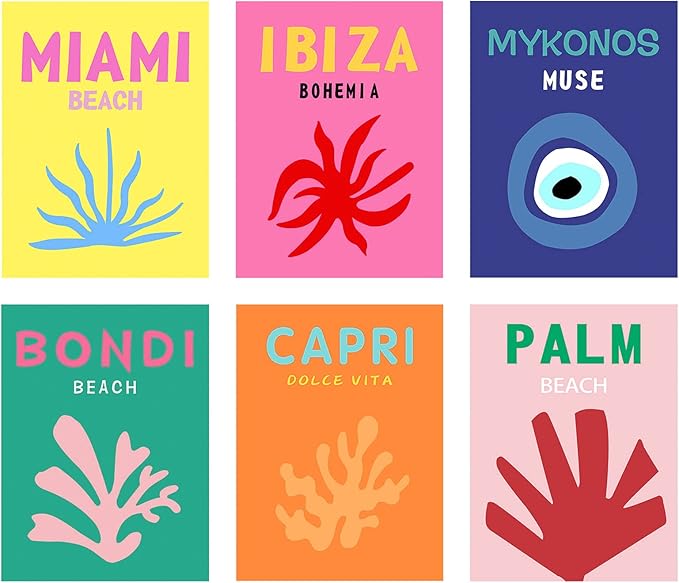 MOROBOR Lot de 6 impressions d'art sur toile - Affiche d'exposition sur ...